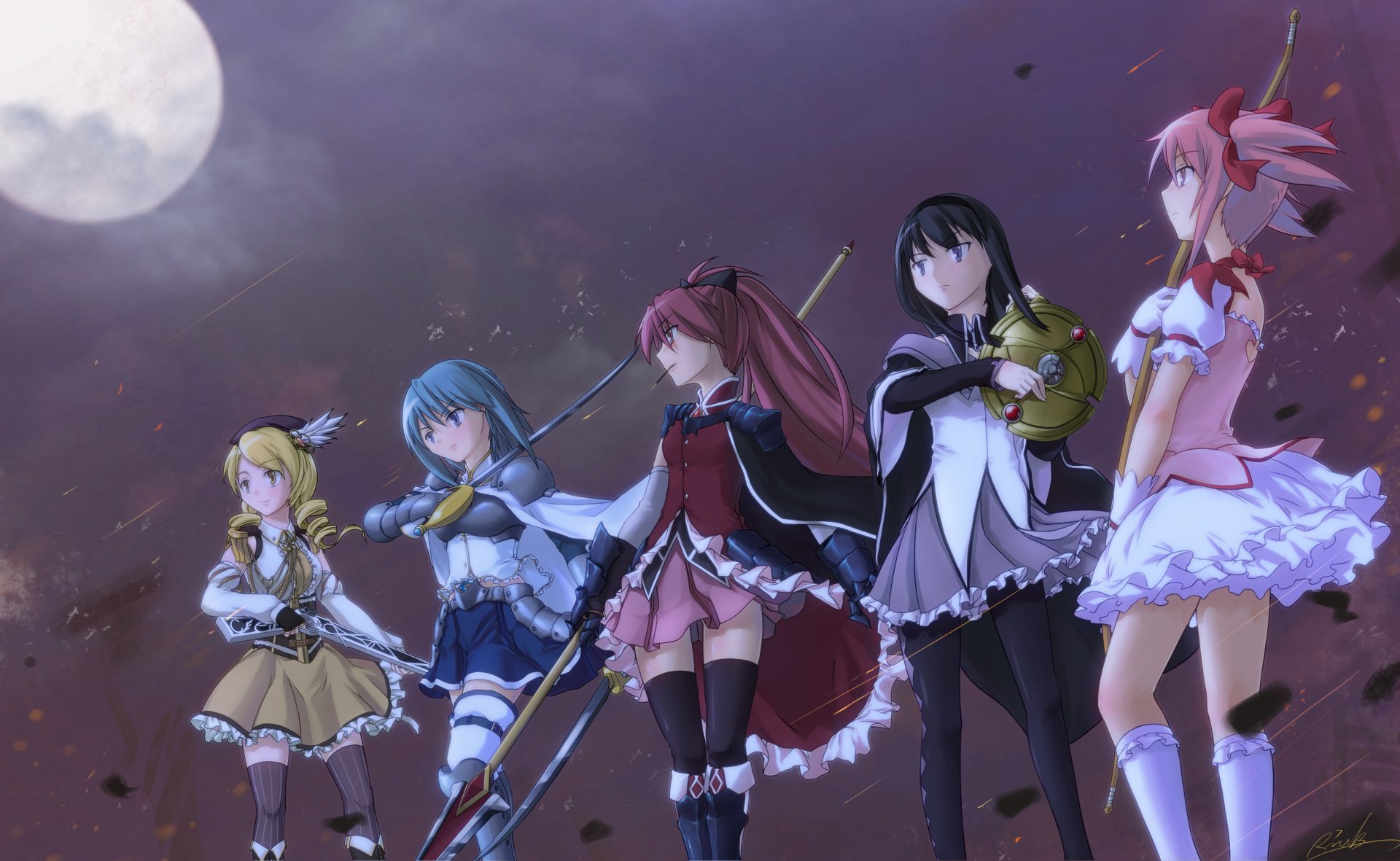 Puella Magi Under the Moonlight: Sayaka, Mami, Kyōko, Madoka & Homura ...