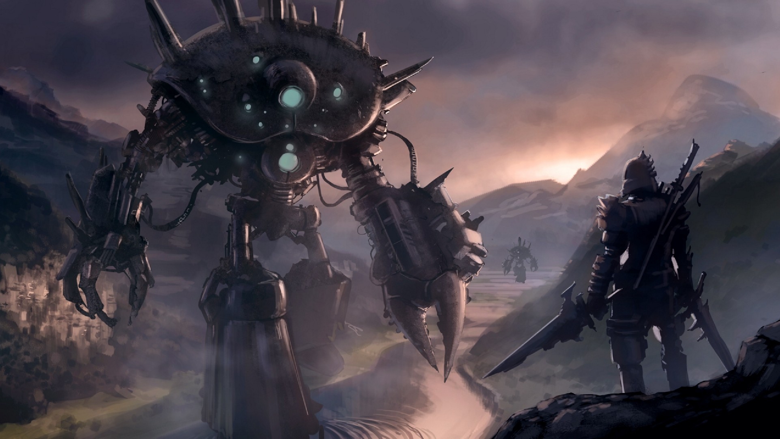 Epic Sci-Fi Robot HD Wallpaper: Guardians of the Dusk
