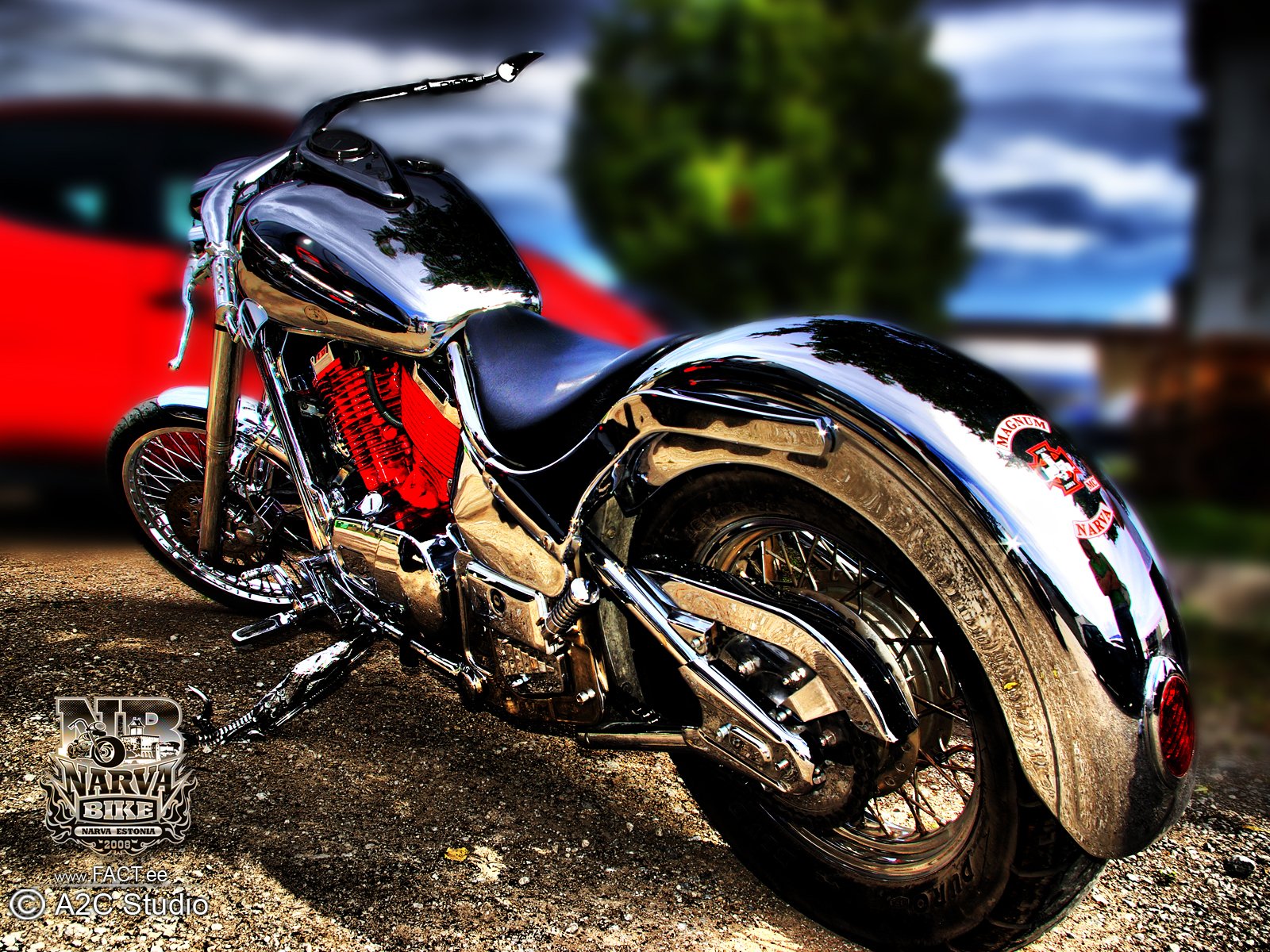HD Chrome Motorcycle: Sleek Ride in Stunning Detail