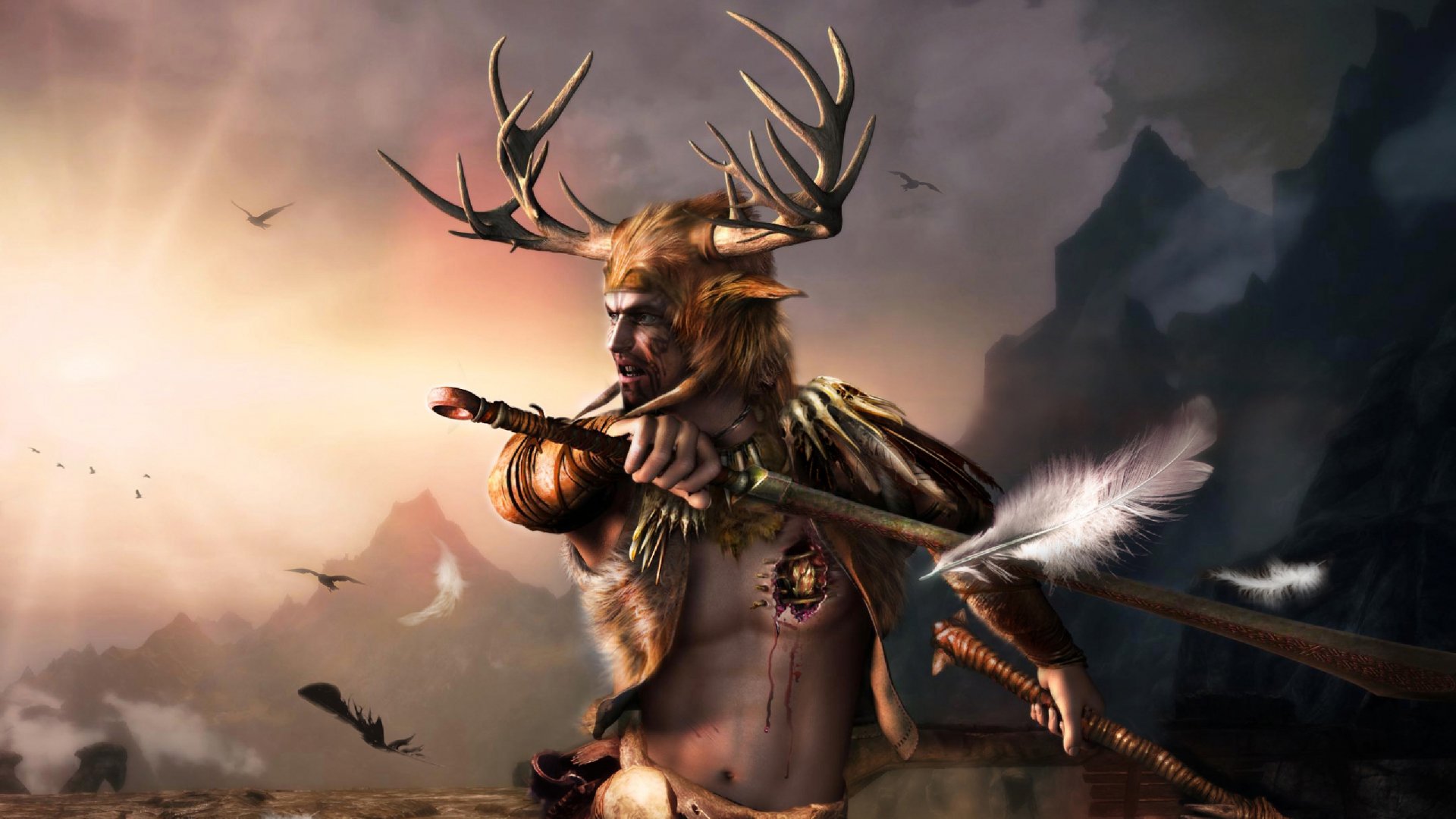 Skyrim HD Wallpaper: Fierce Tribal Warrior in Mystic Mountain Realm ...