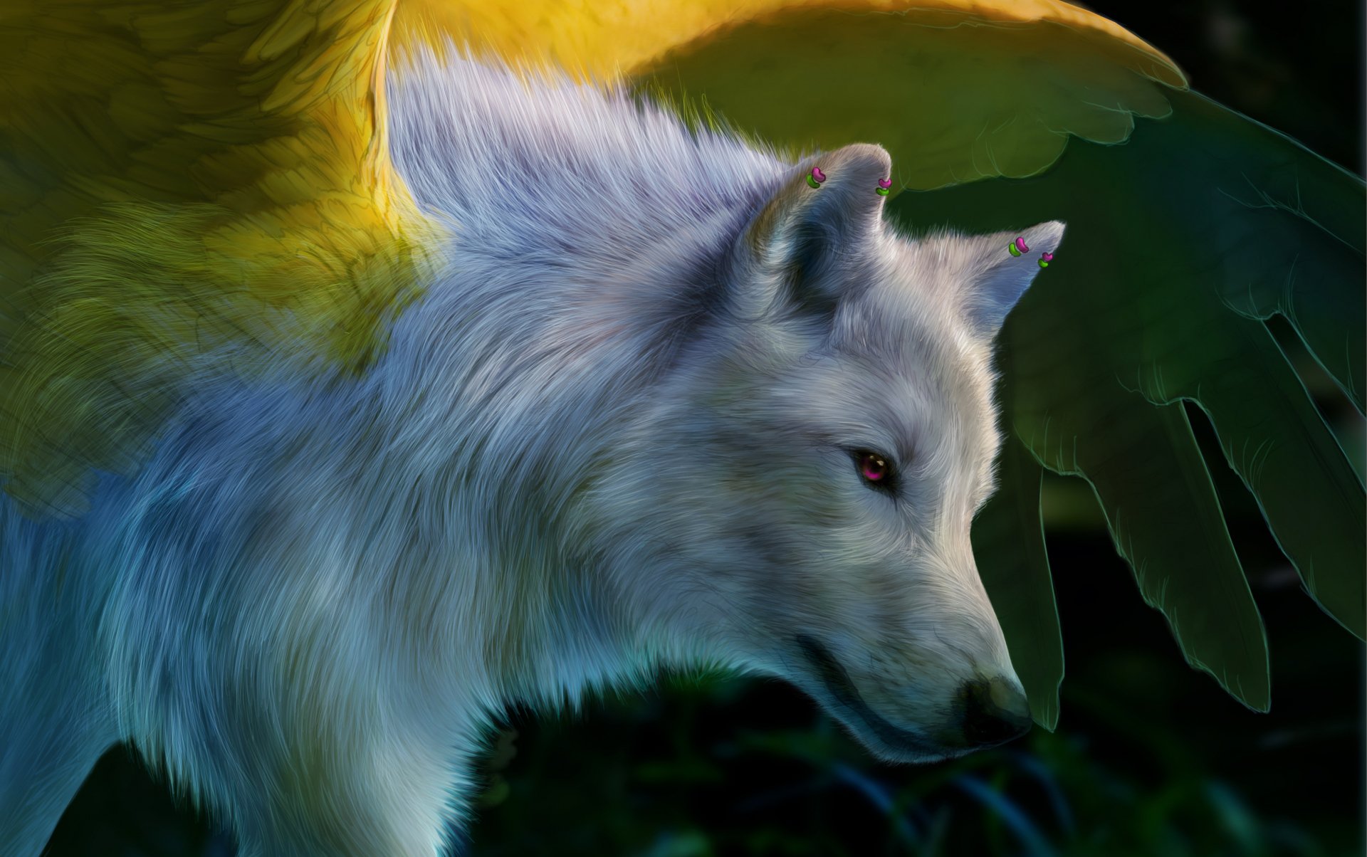 HD Wallpaper of a Majestic Winged Wolf