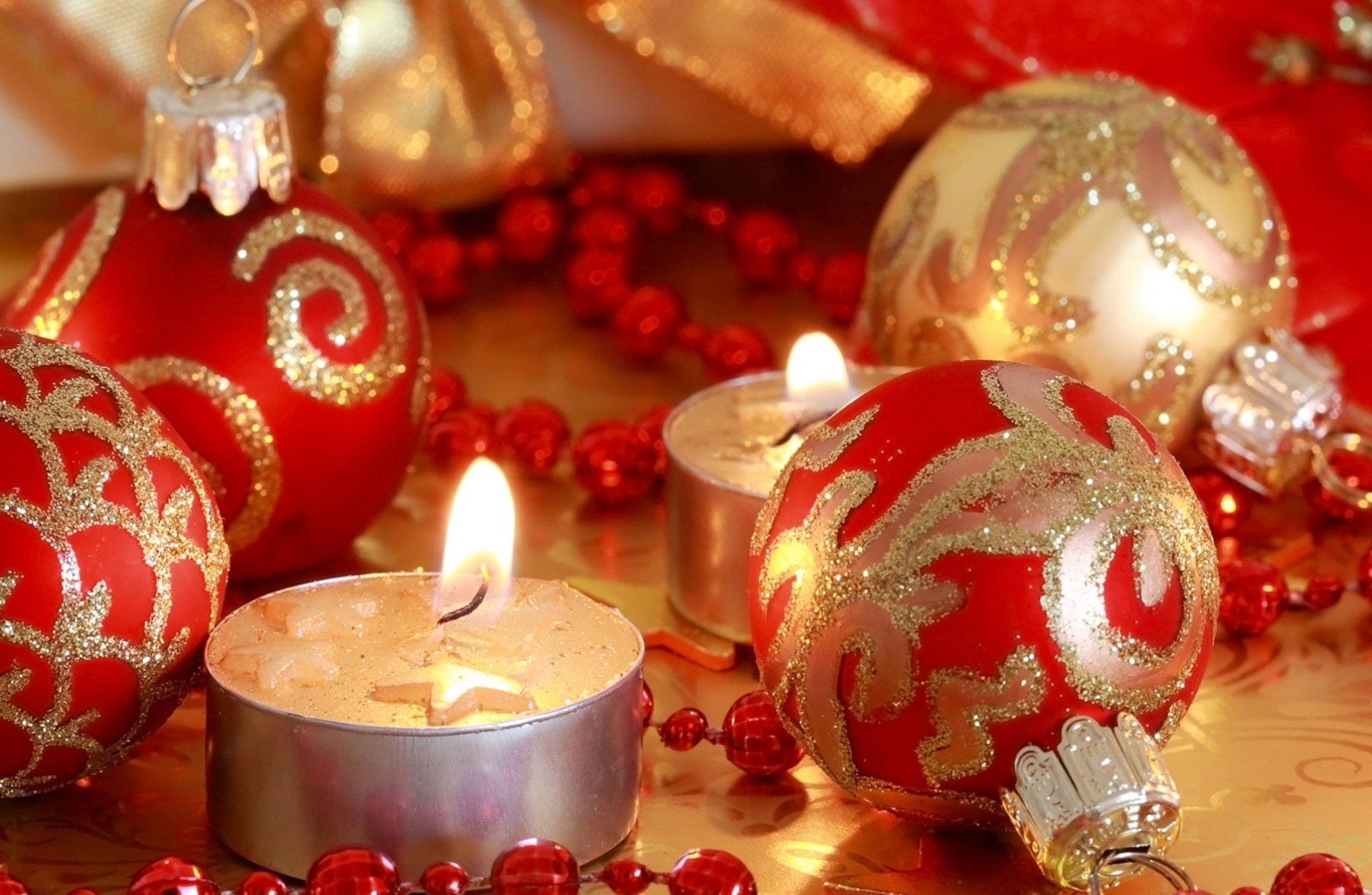 Warm Glow of Christmas Ornaments and Candlelight – HD Holiday Wallpaper ...