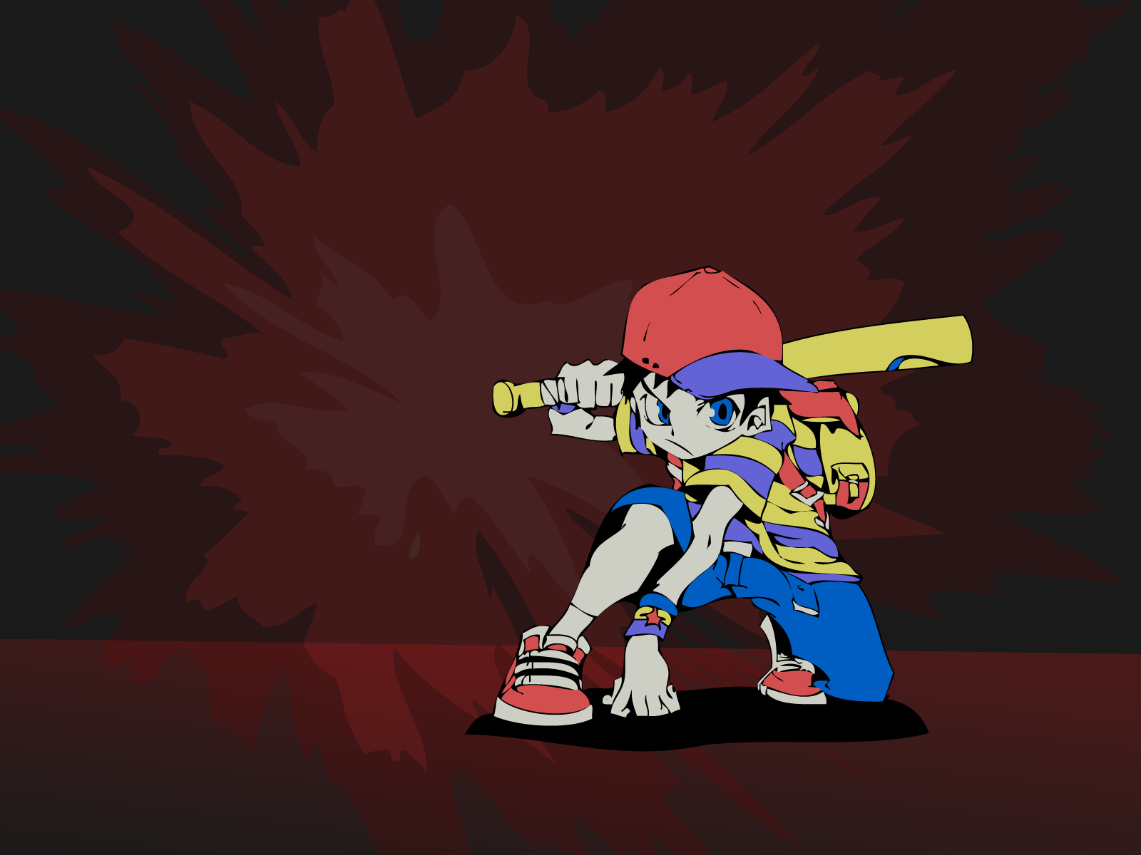 Earthbound Baseball Hero: Anime-Style HD Game Character Wallpaper