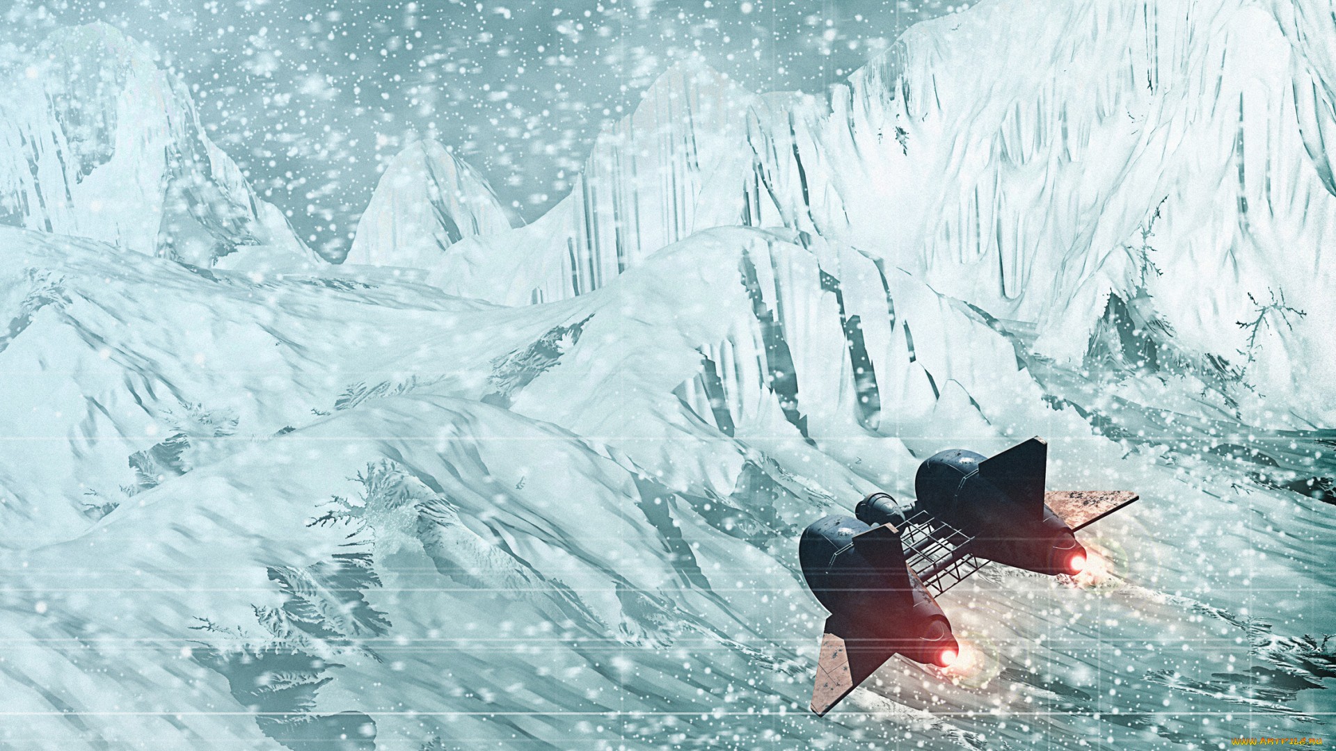 Winter Alien Spaceship Wallpaper