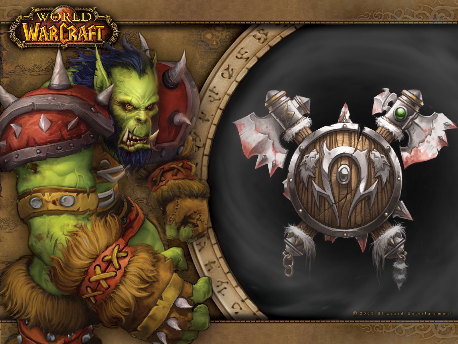 World of Warcraft HD Wallpaper: Epic Orc Warrior and Iconic Shield