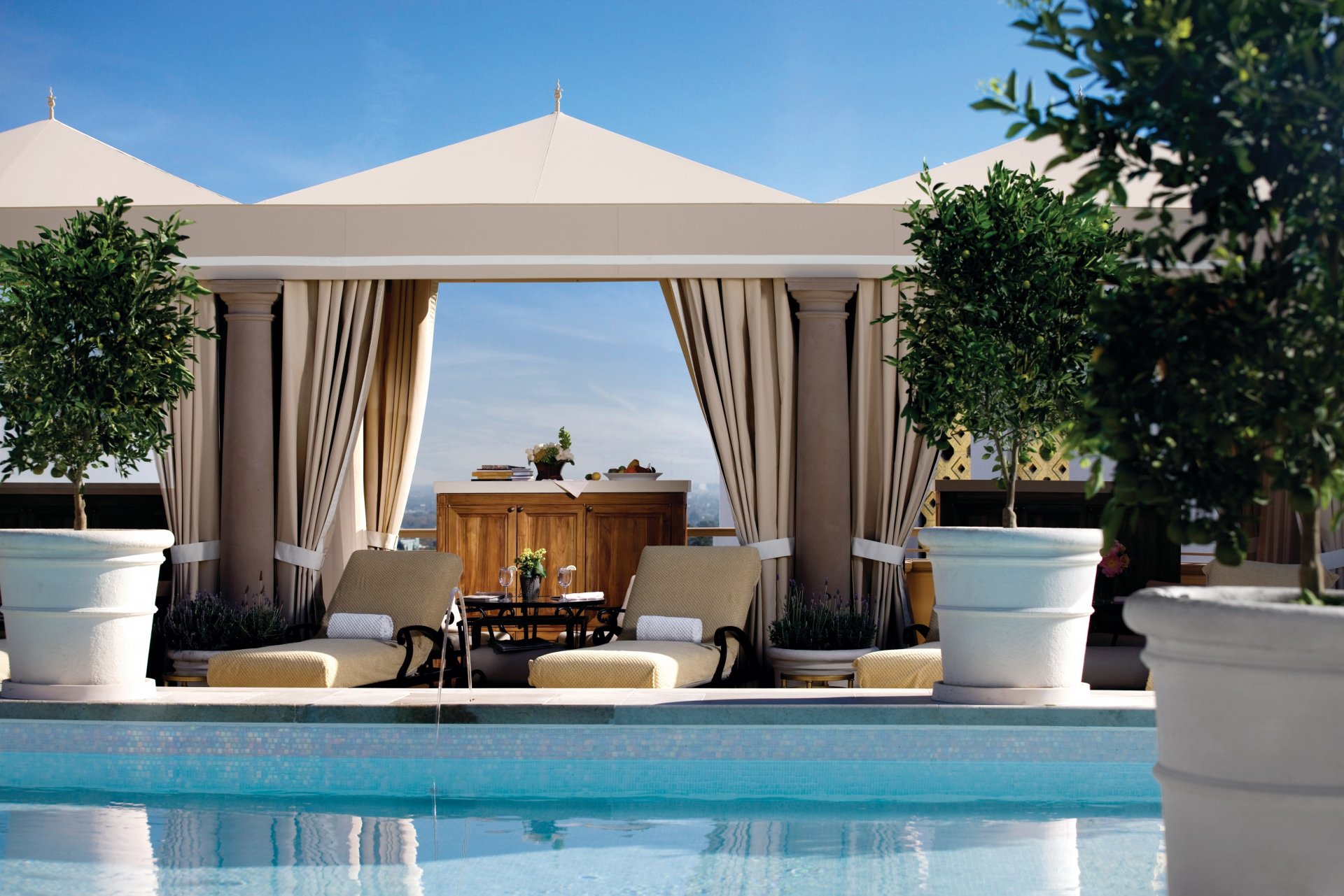 4K Ultra HD Man-Made Poolside Cabana Wallpaper | 4600x3070 | Wallpaper ...