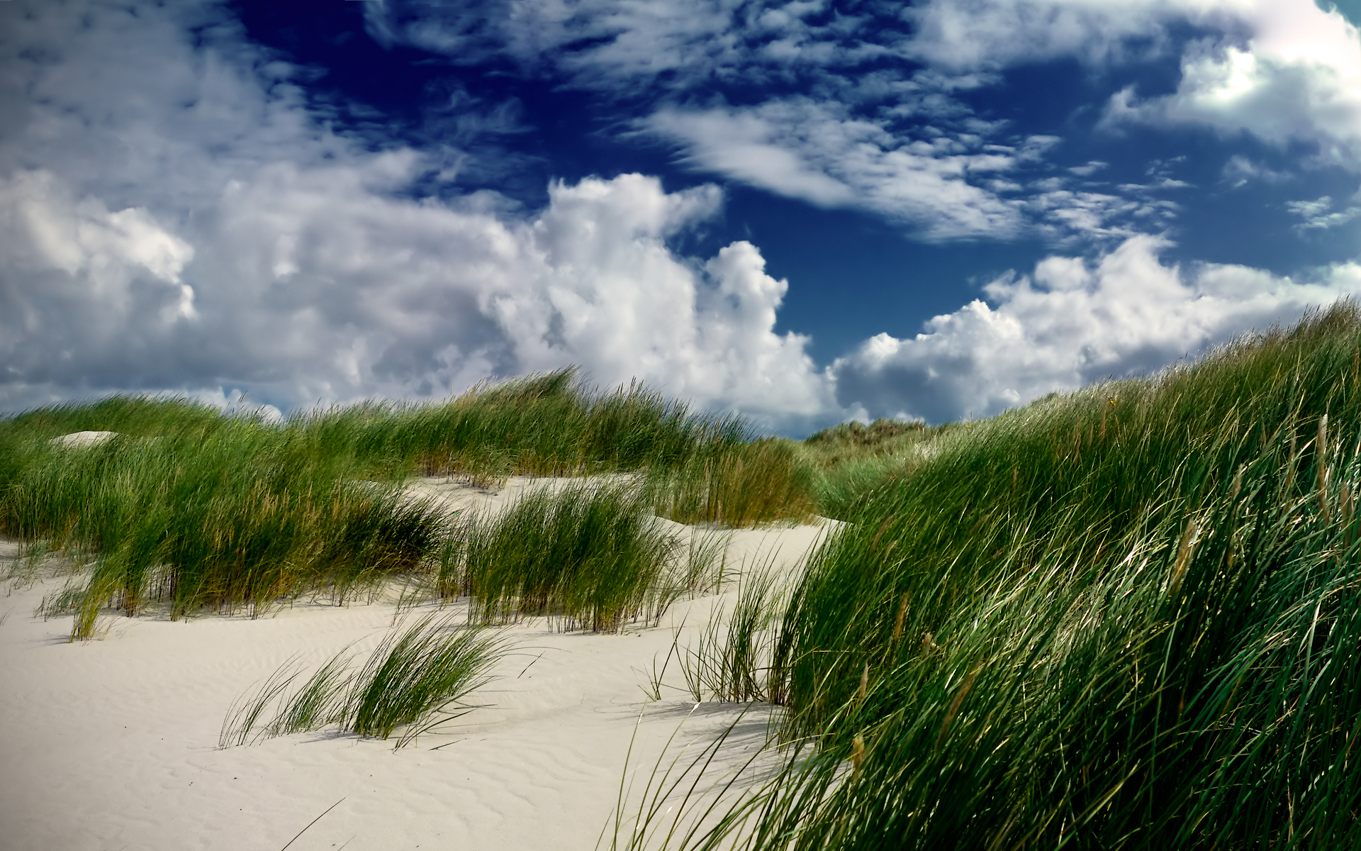 Download Cloud Sky Sand Grass Nature Beach HD Wallpaper