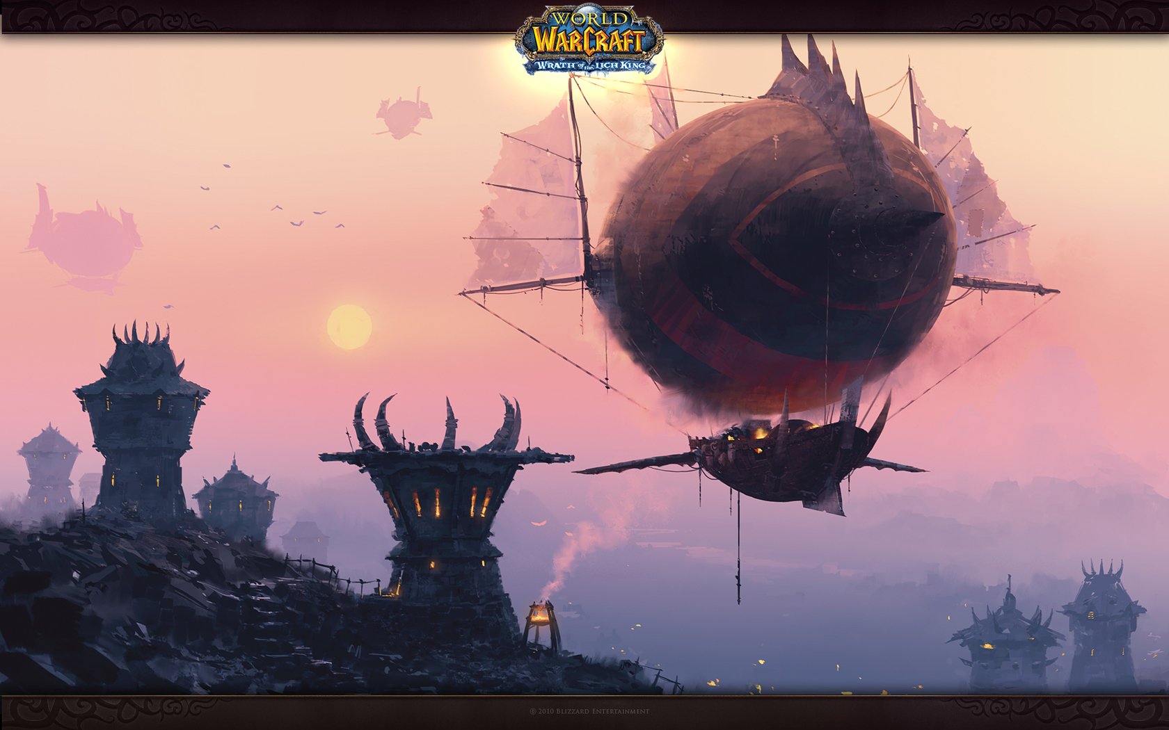 World of Warcraft HD: Soaring Airship Dawnscape Wallpaper