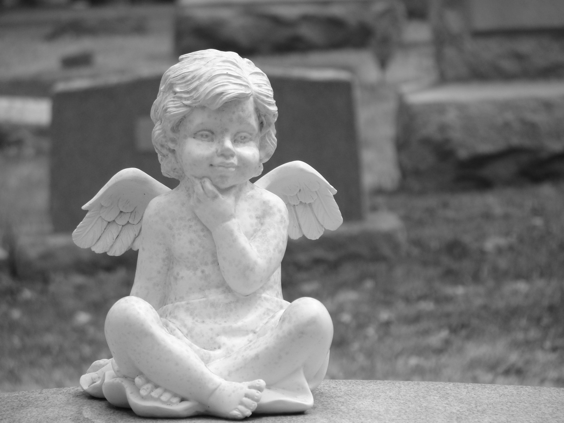 Sad Baby Angel Statue