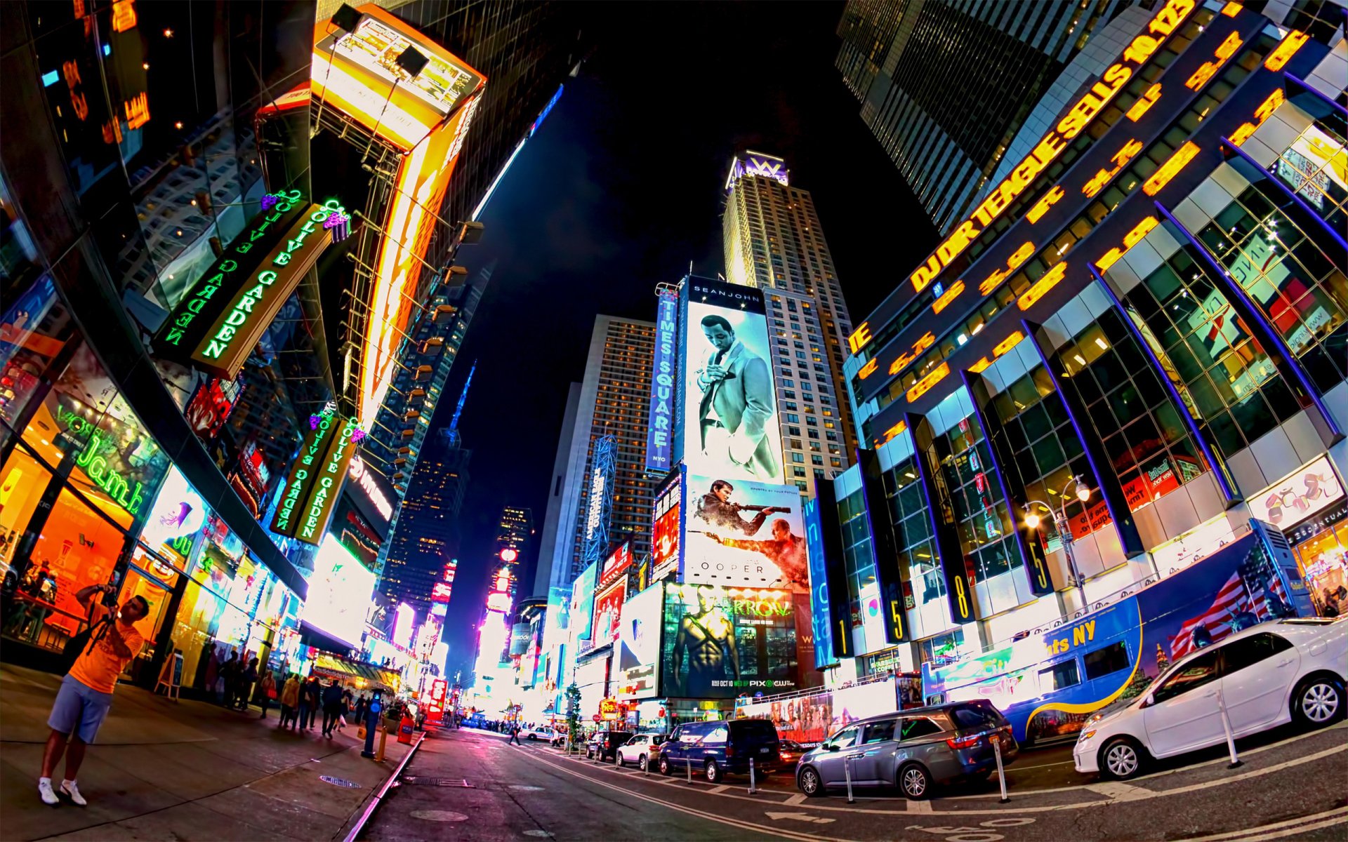 Download Fisheye New York Manhattan Man Made Times Square HD Wallpaper