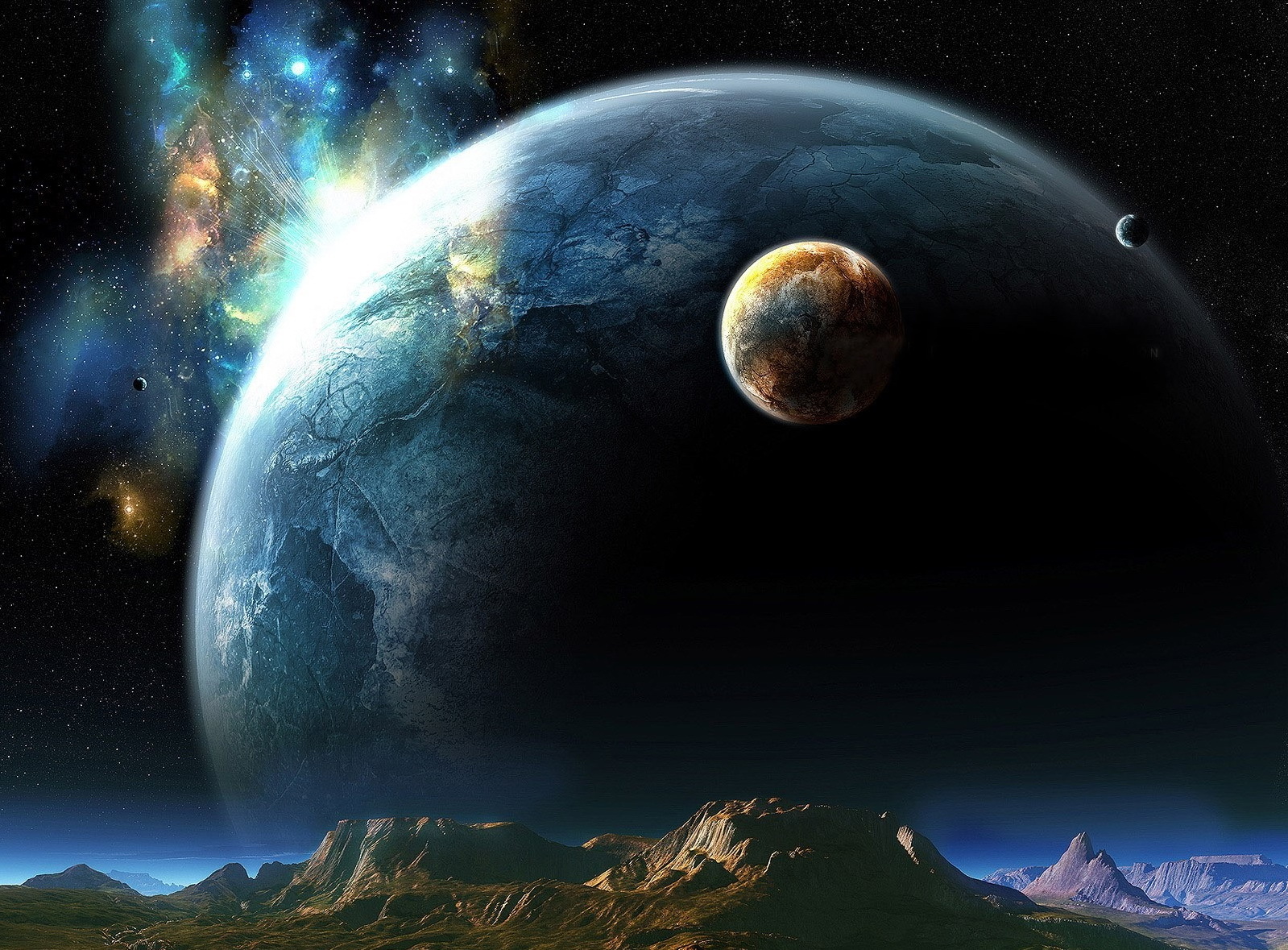 Download Sci Fi Planet Rise Wallpaper