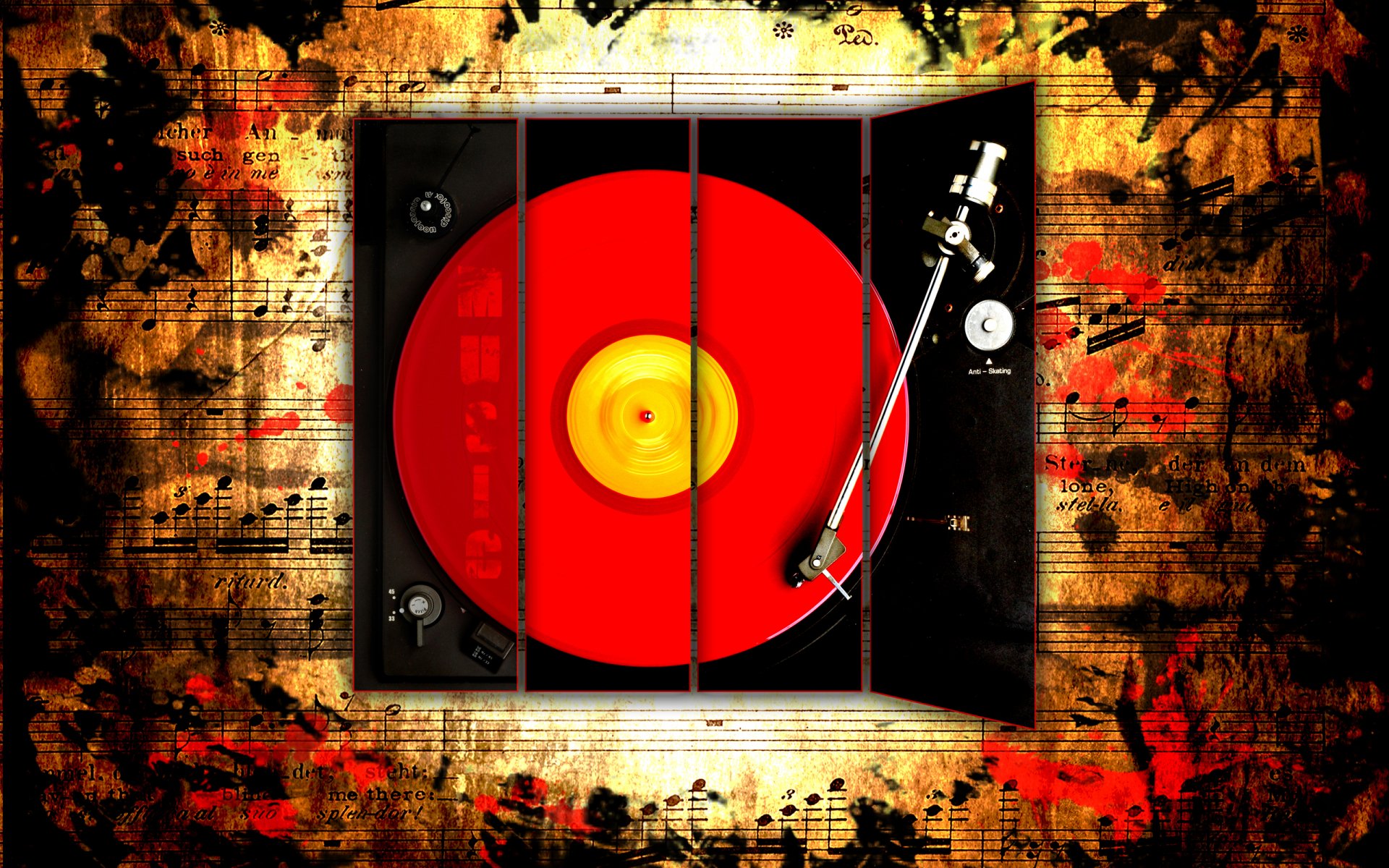 HD Vibes: Retro Red Record Player Wallpaper