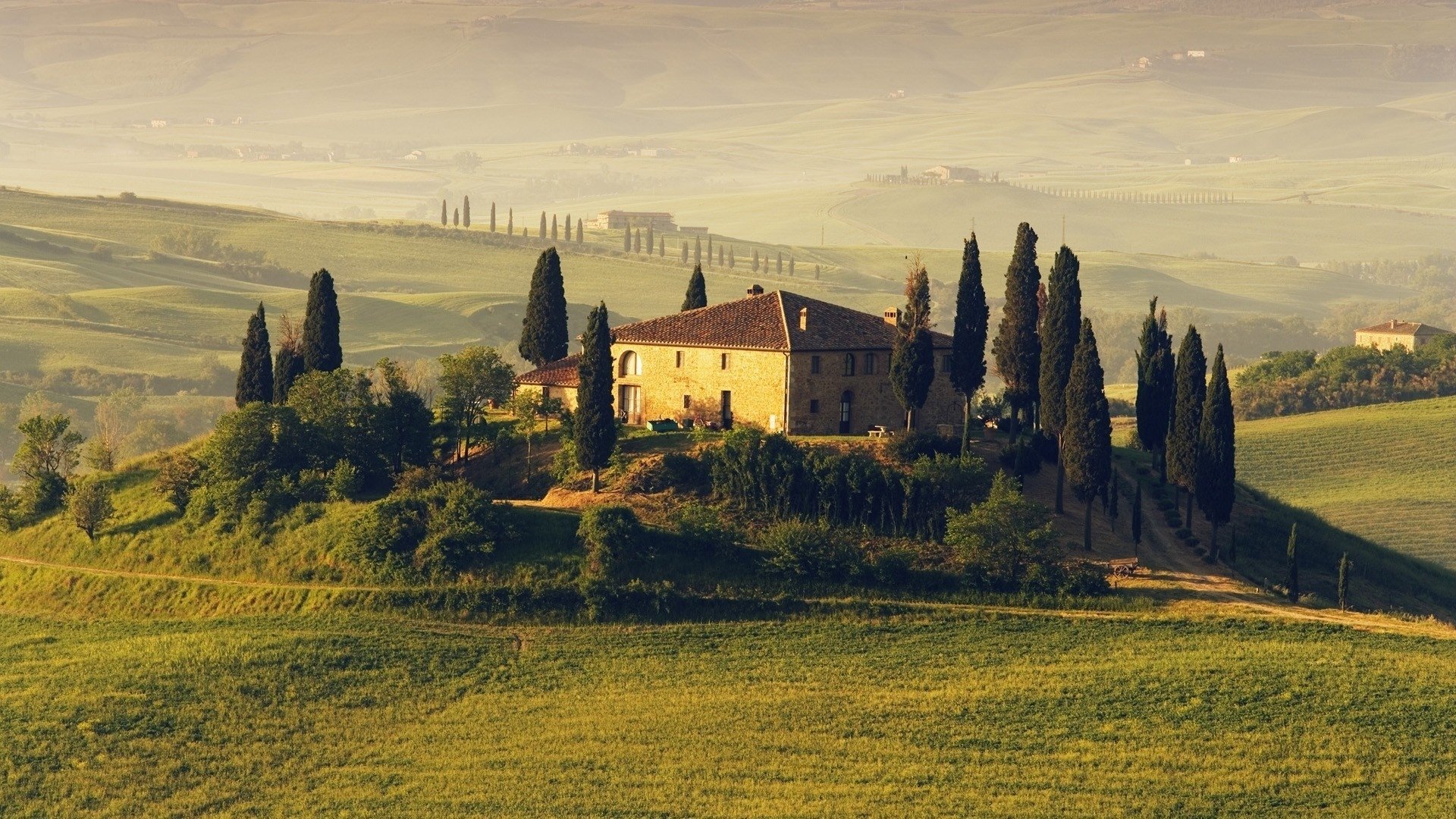 Charming Countryside Manor: HD Wallpaper of a Man-Made House Amid ...