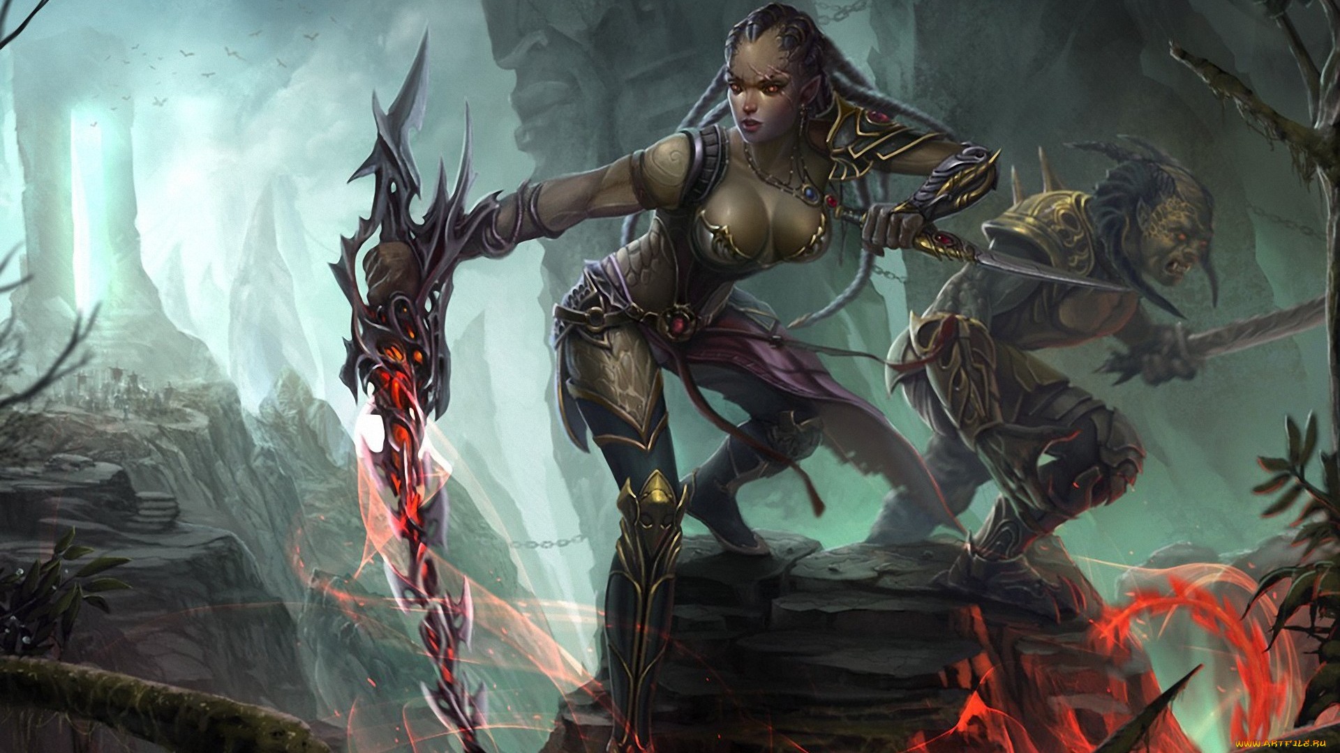 Epic Fantasy Warrior Woman HD Wallpaper