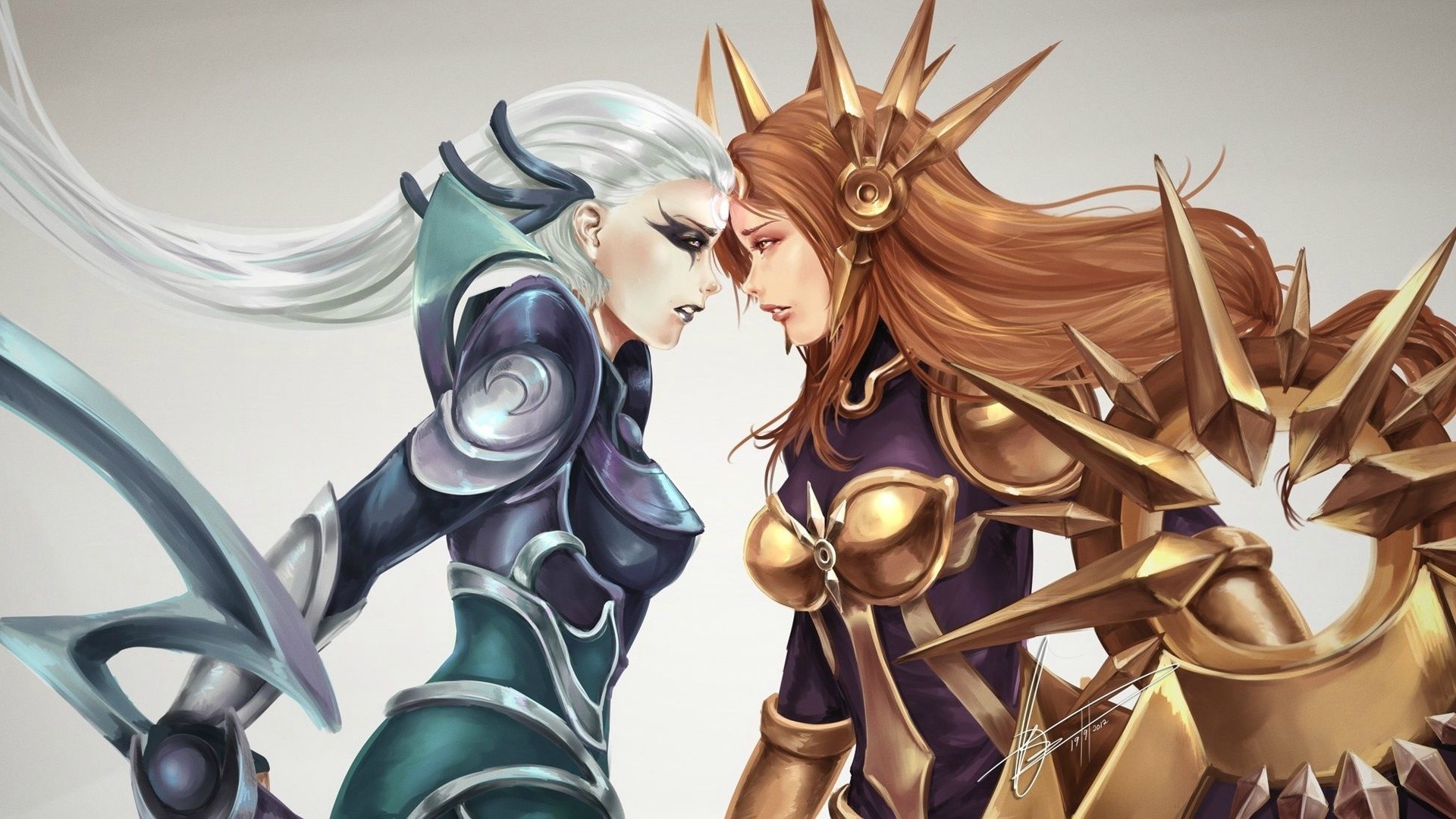 Leona vs Diana: Epic League of Legends HD Wallpaper Clash by Hannah Santos
