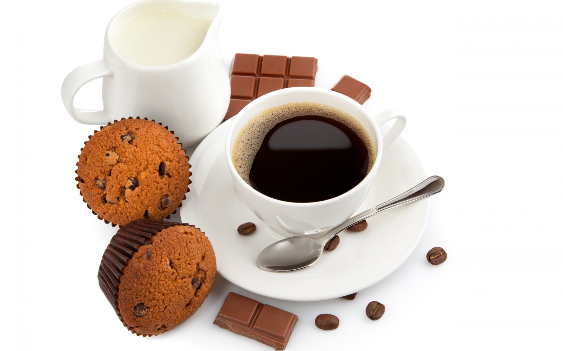Delicious Coffee & Treats HD Wallpaper: Muffins, Chocolate & Fresh Brew