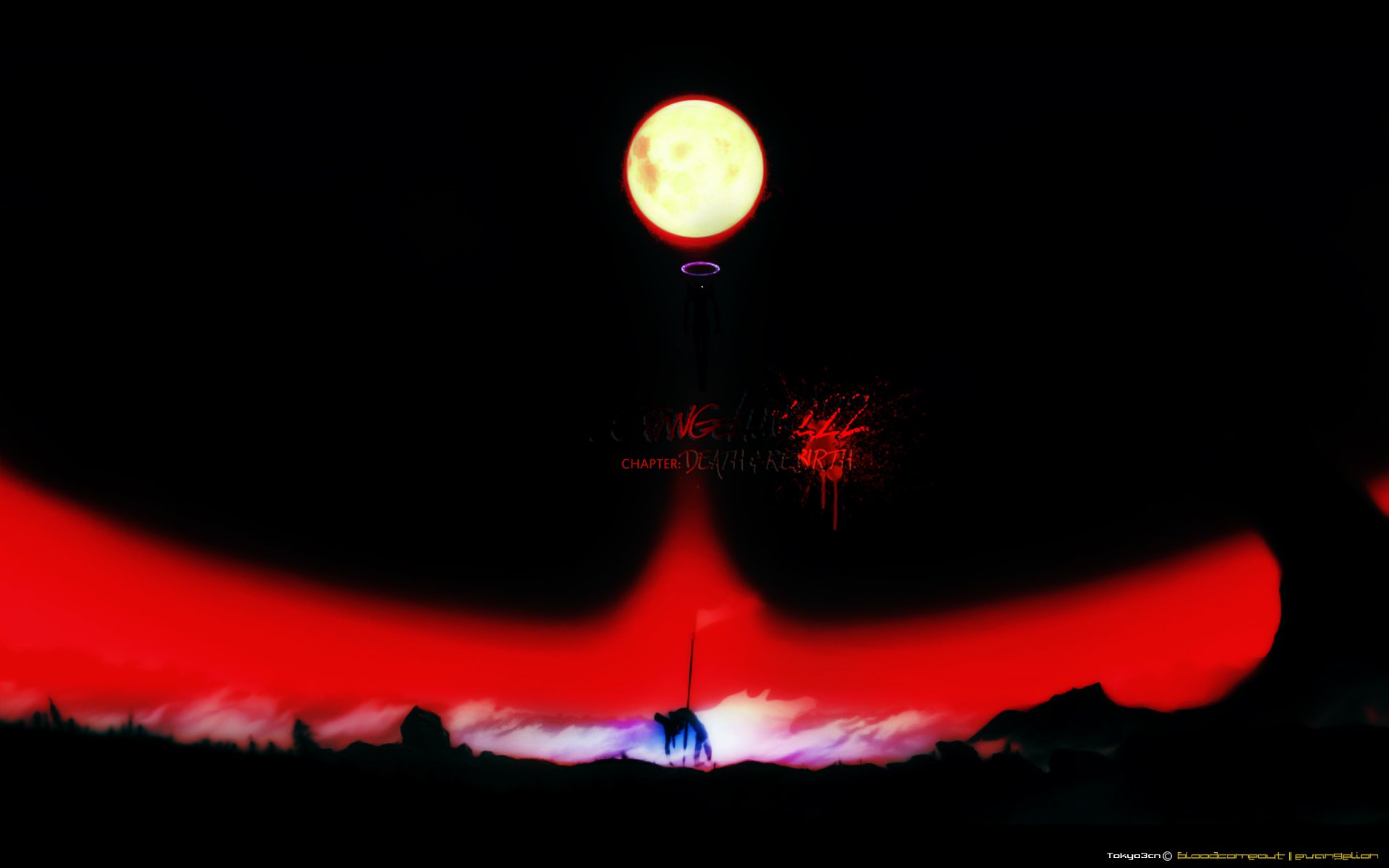 Evangelion 2.0 HD Wallpaper: The Final Horseman Rises in Crimson Light