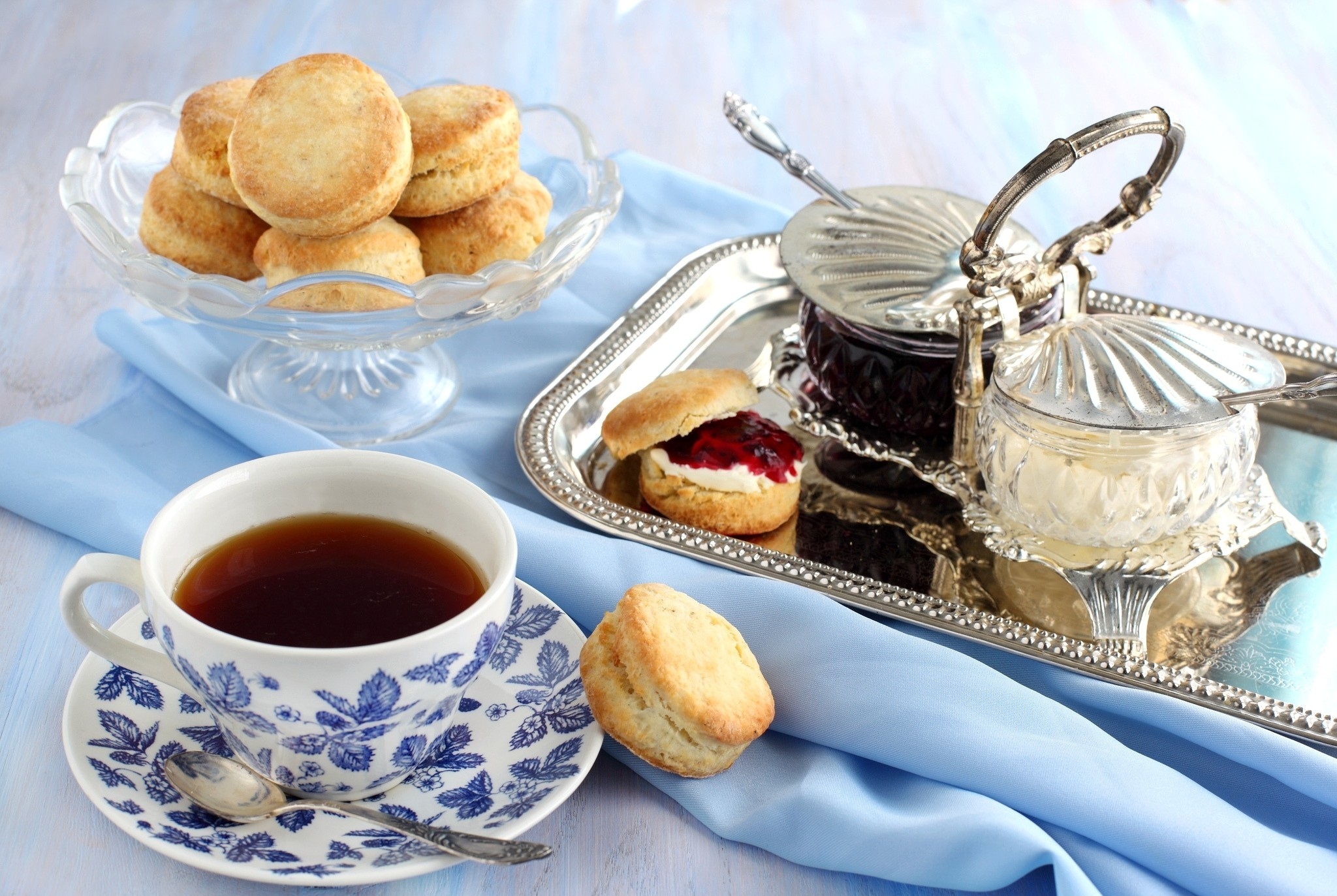 Elegant Tea Time Delights: Scones and Brewed Perfection HD Wallpaper