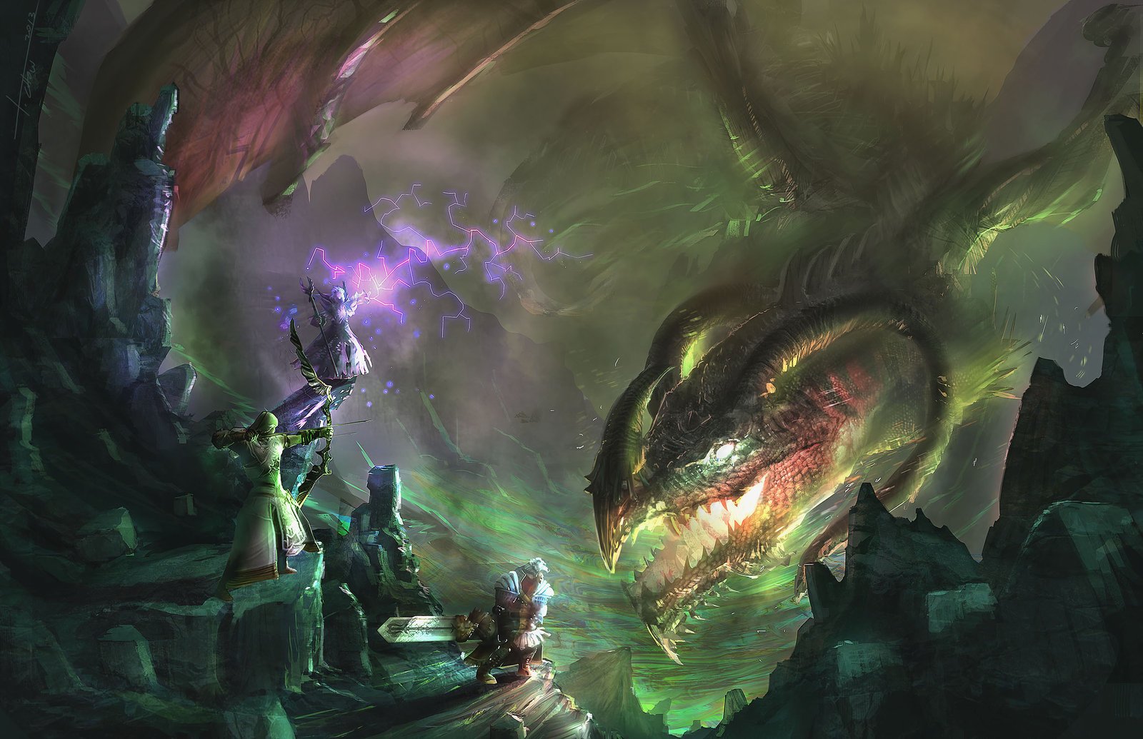 Epic Fantasy Battle: Clash with the Dragon – HD Wallpaper by tsylore