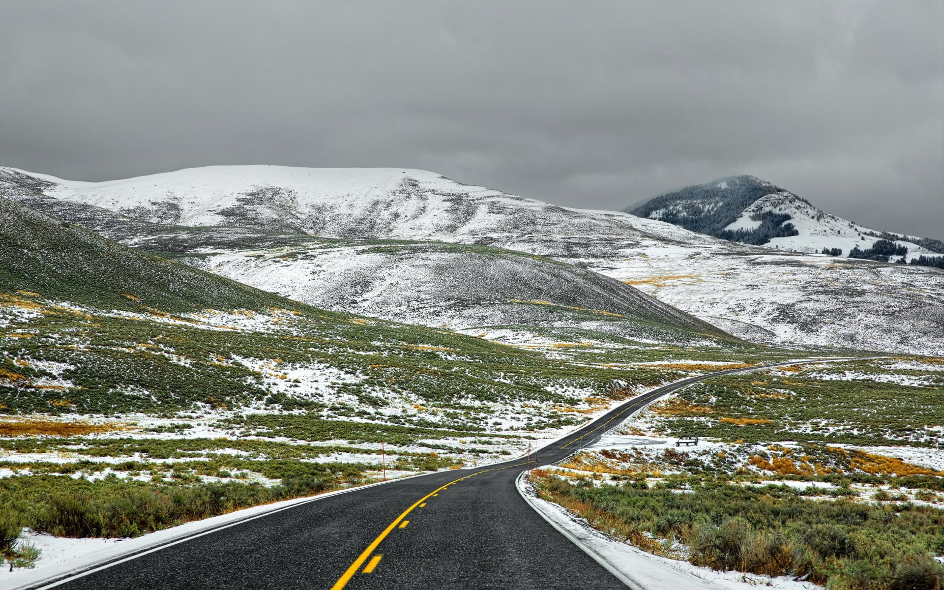 Endless Man-Made Road Through Snowy Mountain Landscape – HD Wallpaper ...