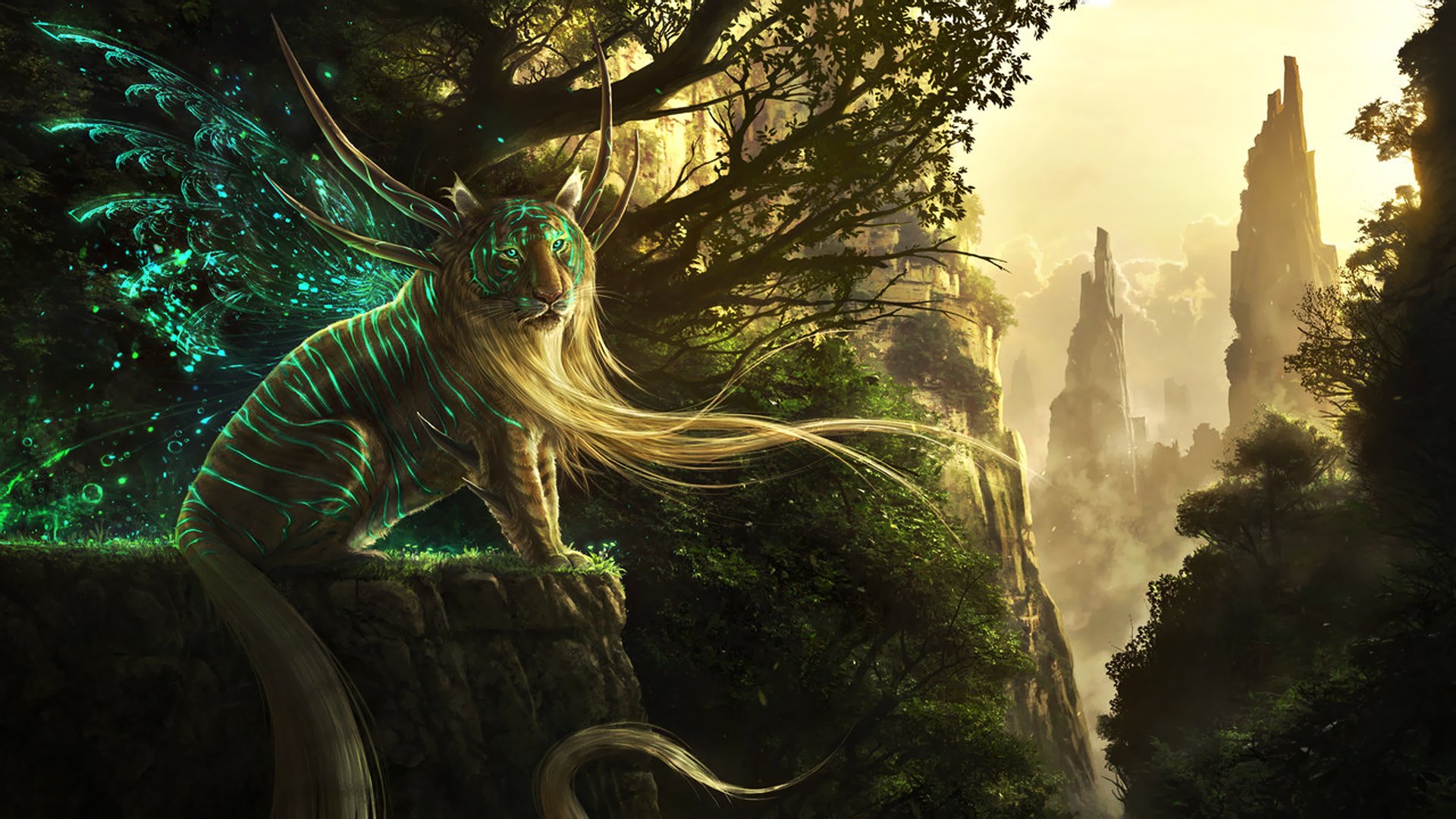 Enchanted Tiger: A Stunning Fantasy HD Wallpaper by Jonas De Ro