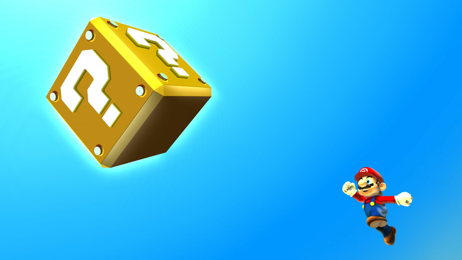 HD Mario Adventure: Iconic Question Block Action Wallpaper