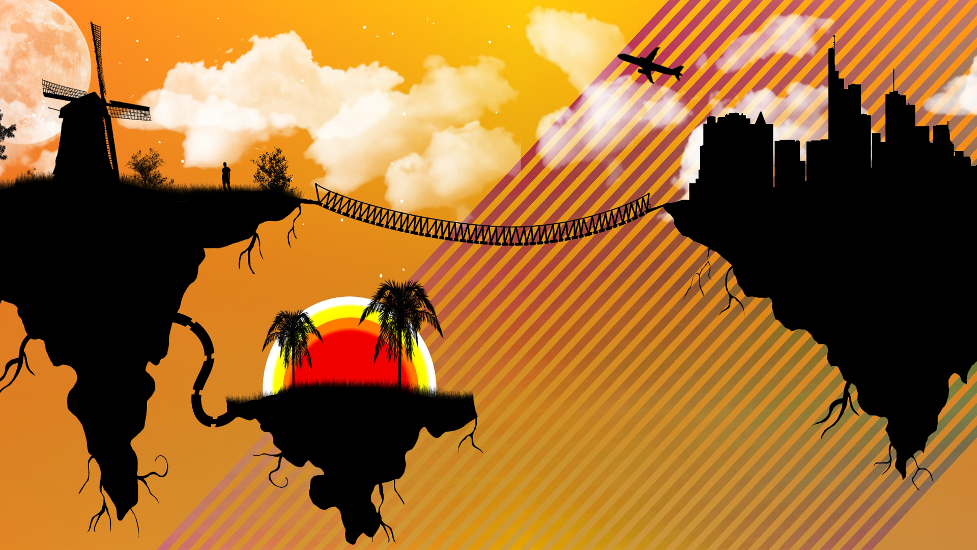 Download Orange (Color) Town City Abstract Artistic HD Wallpaper