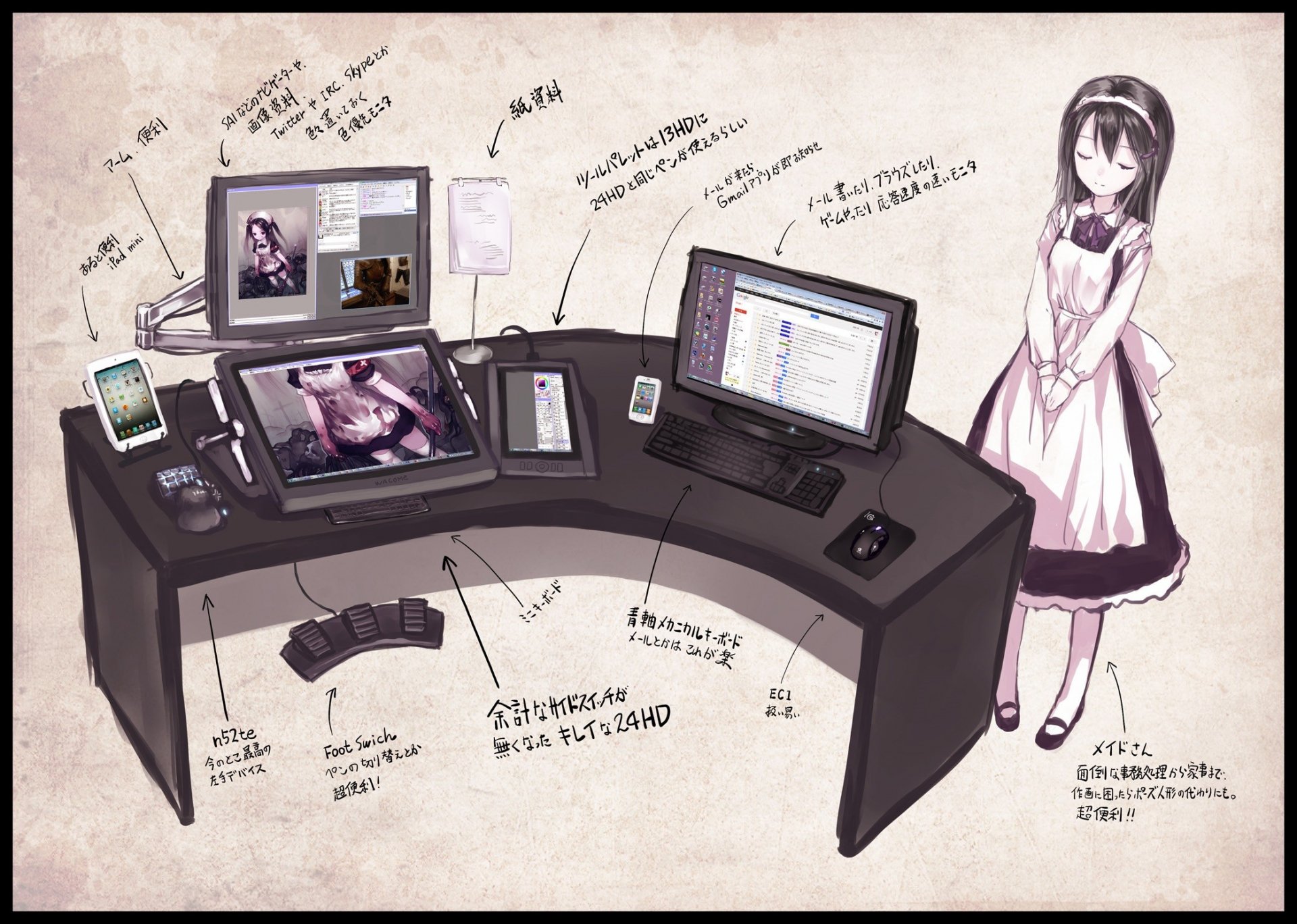Creative Workspace: HD Wallpaper of an Anime Original