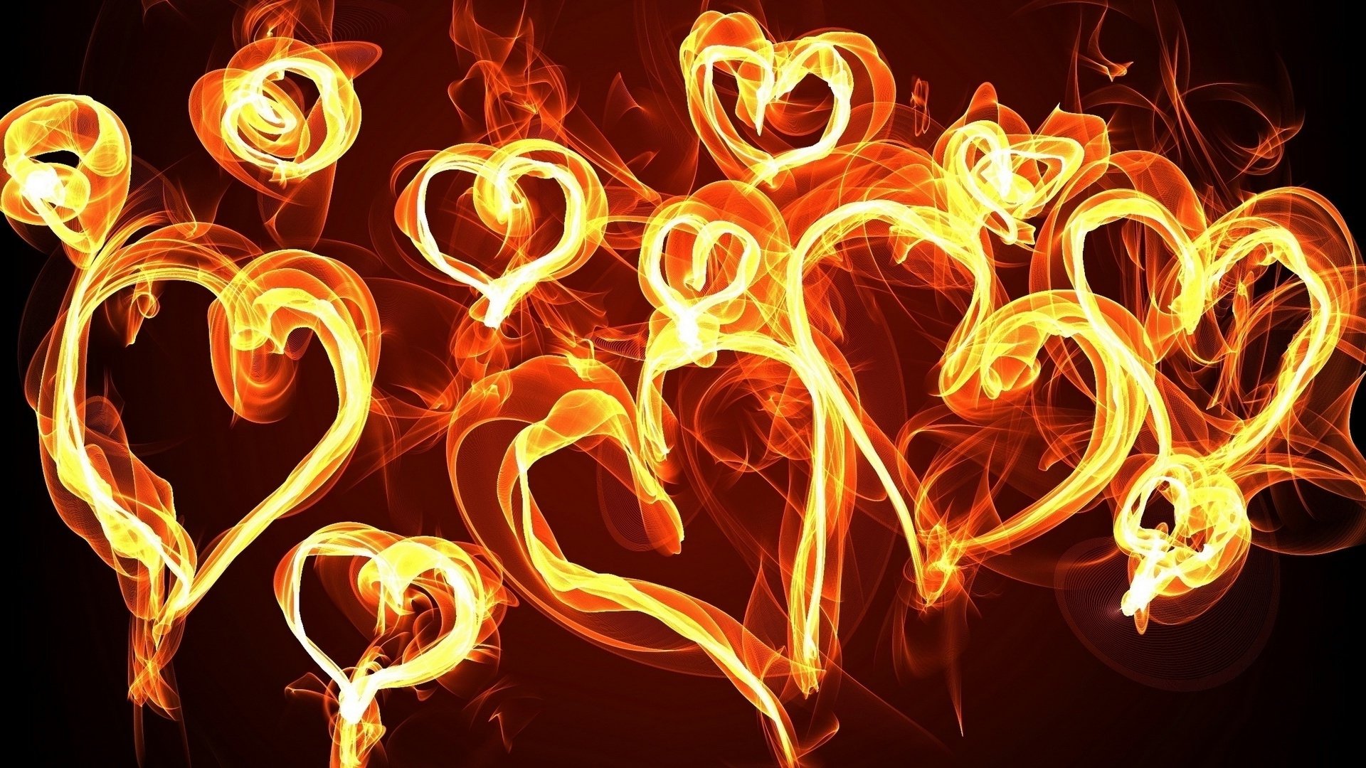 Fiery Hearts: Artistic Blaze HD Wallpaper | 1920x1080 | Wallpaper Abyss