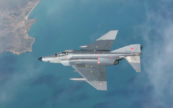 HD Wallpaper: F-4 Phantom II and F-22 Raptor in Flight