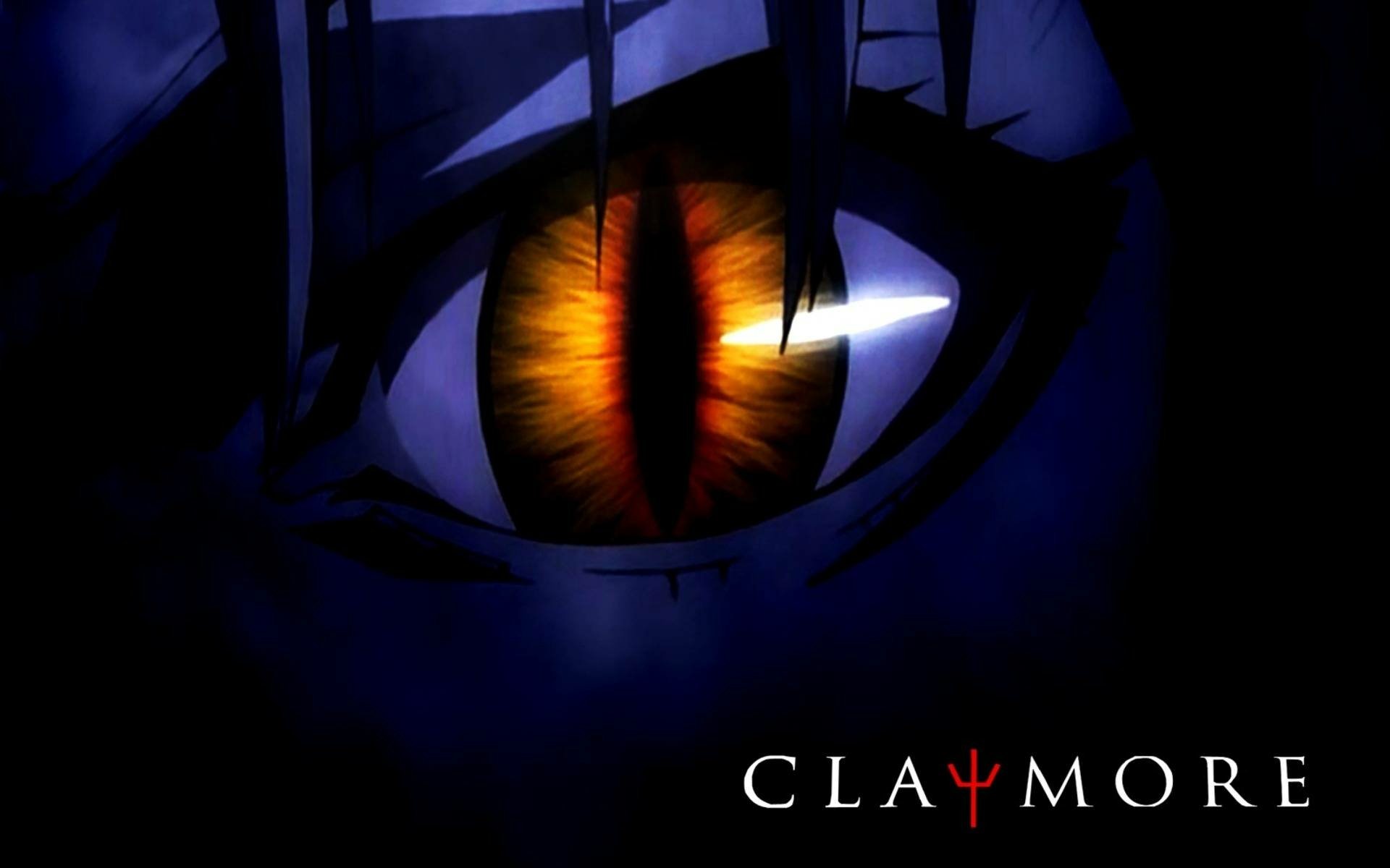 Claymore HD Wallpaper: Intense Anime Eye Close-Up in Dark Shadows