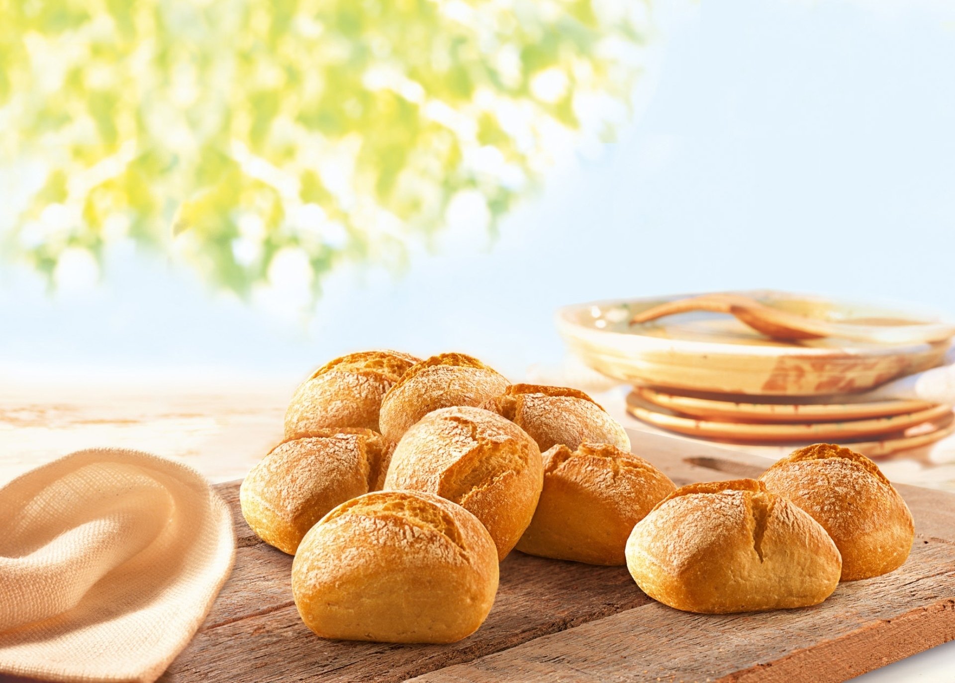 Sunlit Rustic Rolls — HD Baking Wallpaper