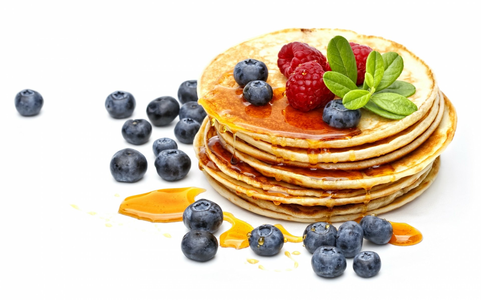 Delicious Pancake Stack with Fresh Berries HD Wallpaper