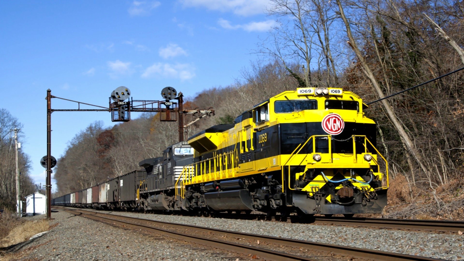 HD Freight Train Power: Bold Yellow Locomotive in Motion | 1920x1080 ...