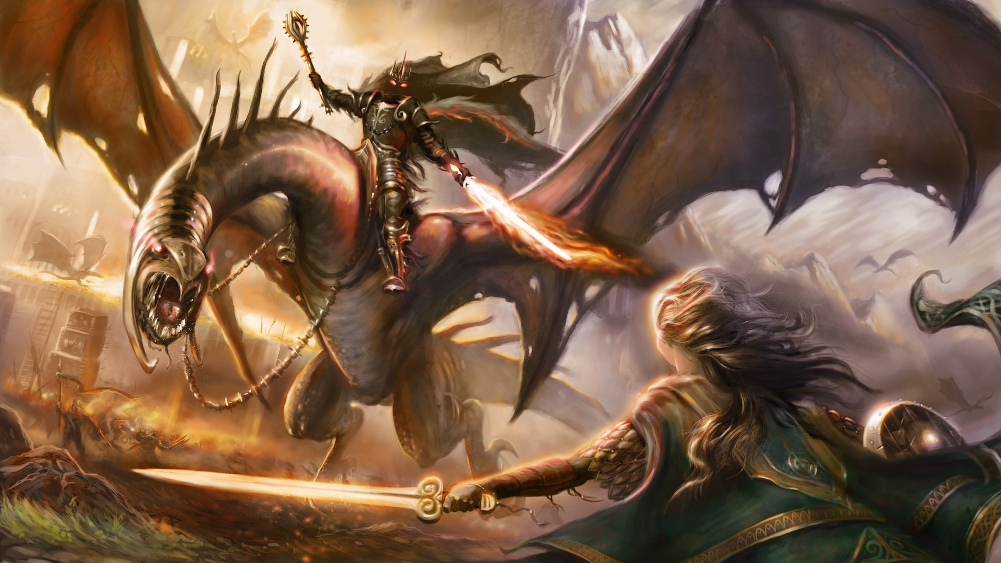 Epic Lord of the Rings Fantasy Battle HD Wallpaper