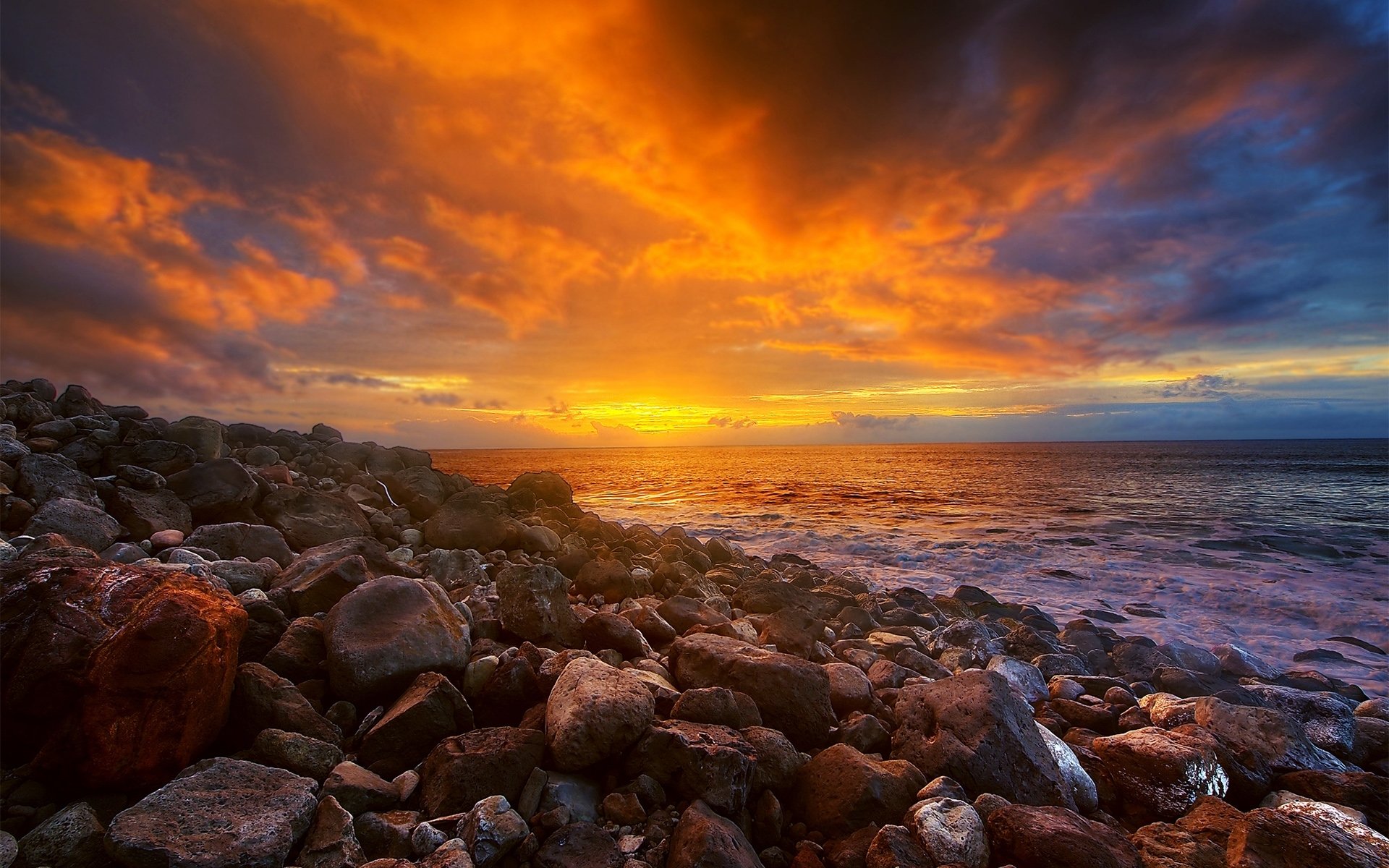 Stunning Sunset Over Rocks - HD Nature Wallpaper