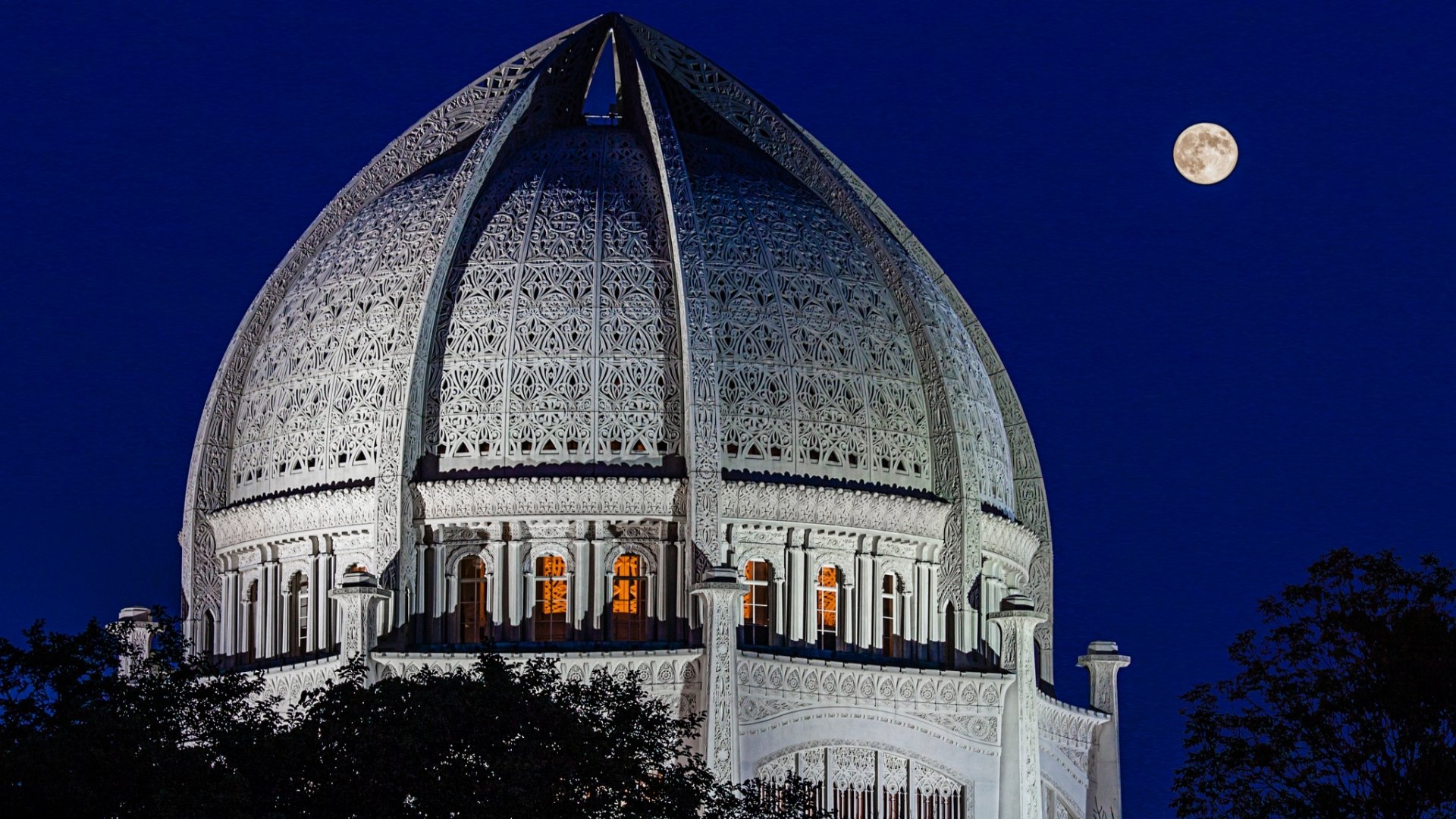 Download Moon Temple Religious Baha'i Temple HD Wallpaper
