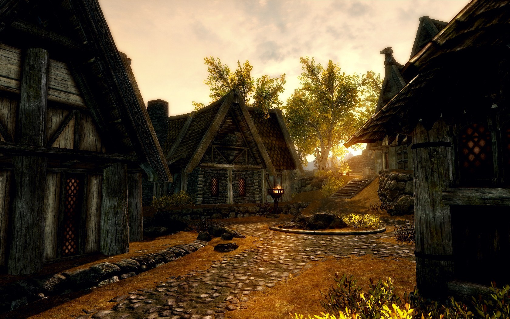 Skyrim HD Village Sunset – The Elder Scrolls V Epic Wallpaper by Vergilius