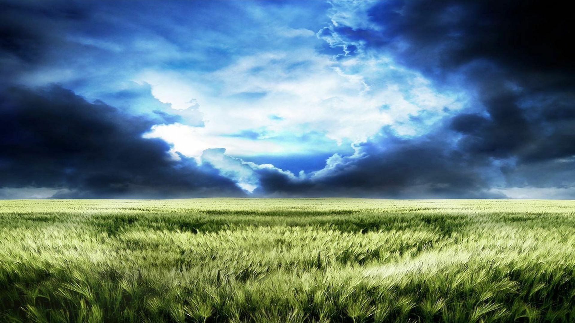 HD Nature Wallpaper — Stormlight Over the Green Field | 1920x1080 ...