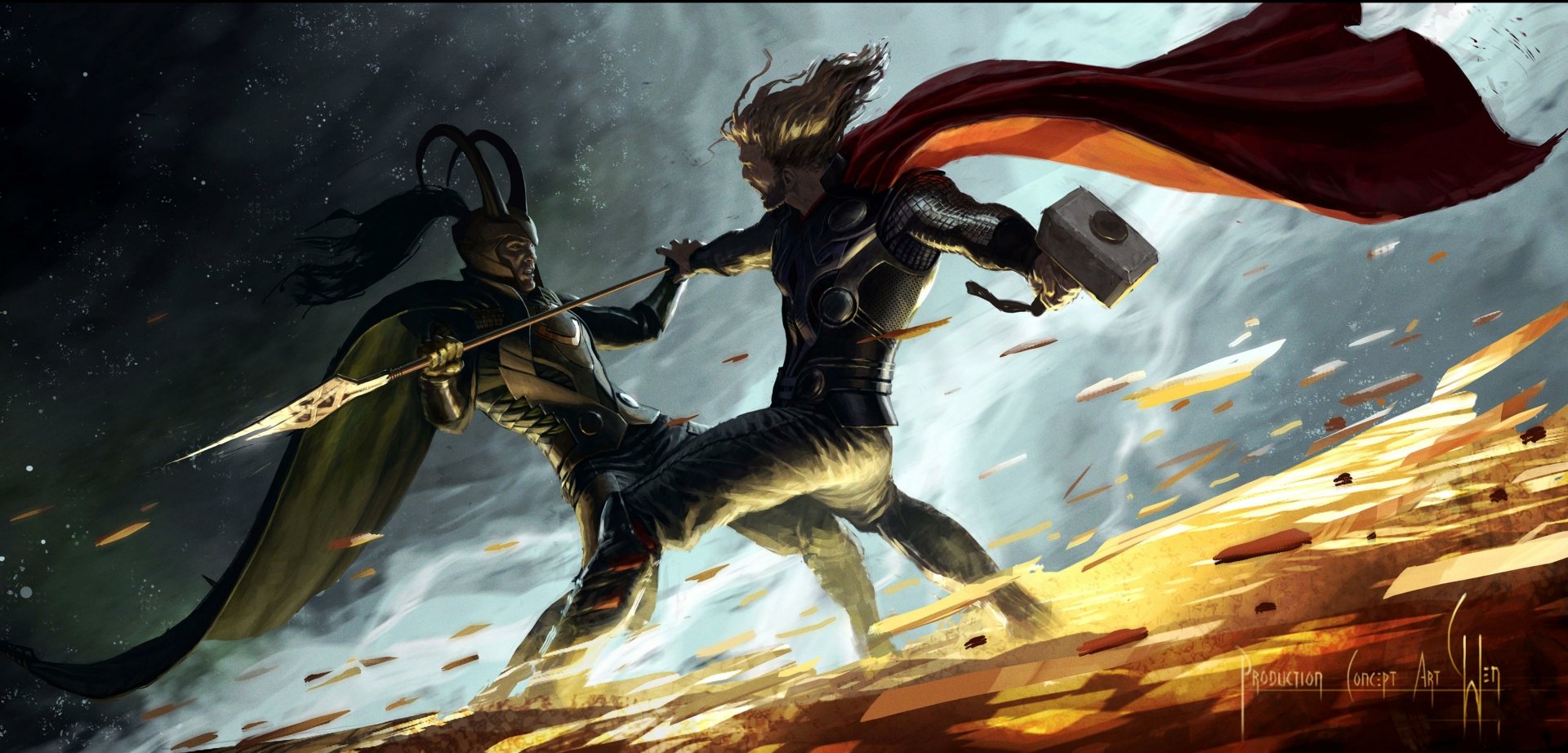 Thor vs Loki: Epic Clash HD Wallpaper from Thor: The Dark World by Ryan ...