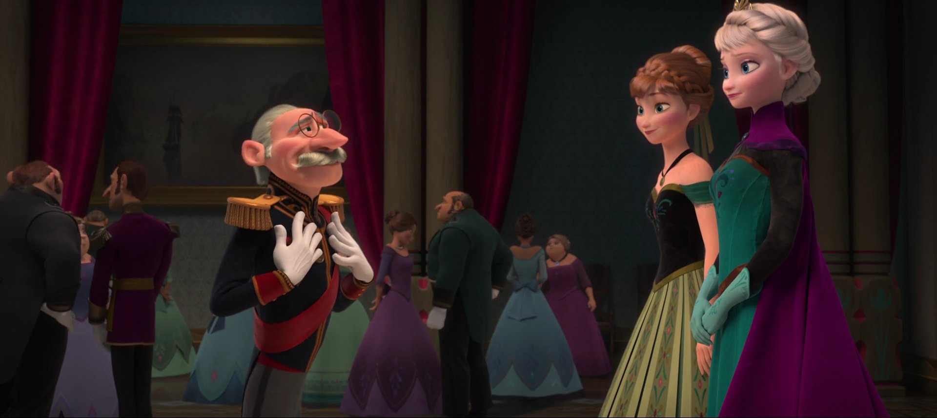 Frozen HD Wallpaper: Anna & Elsa at the Royal Ball Scene