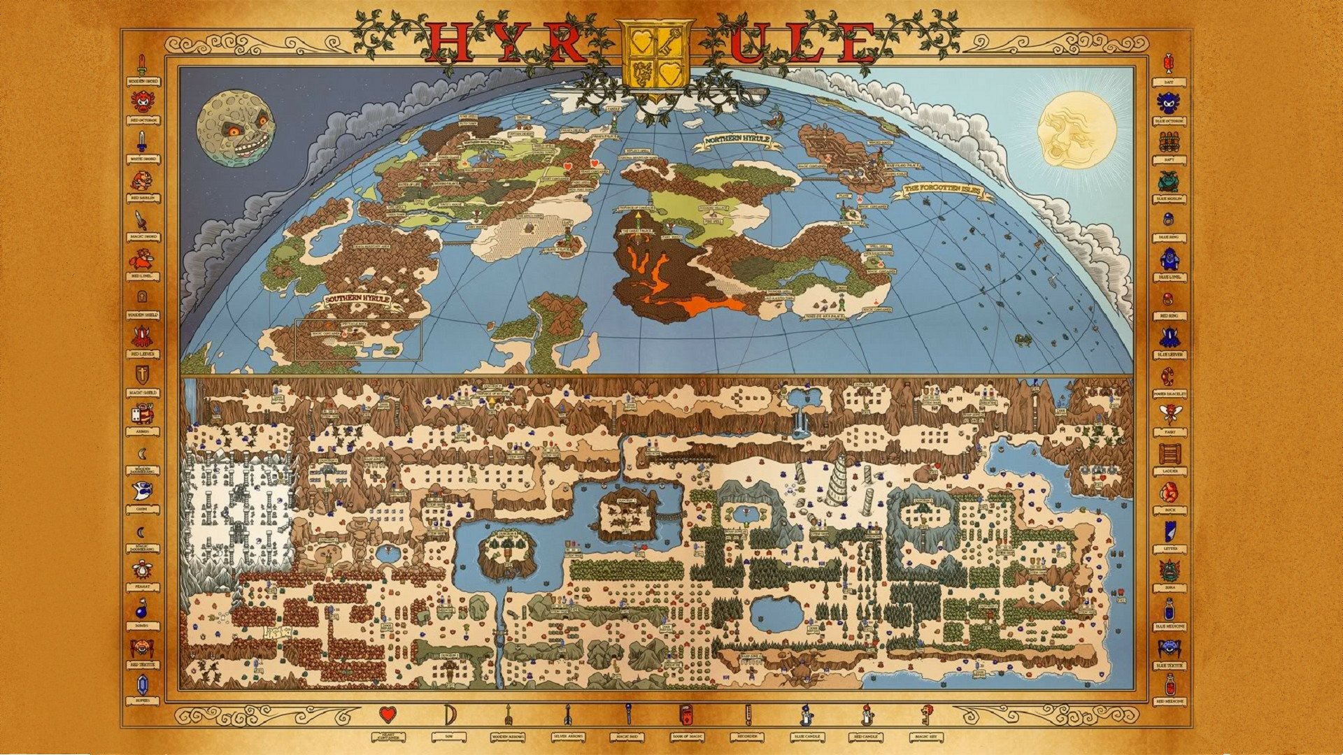 Hyrule Overworld & Underworld — The Legend of Zelda HD Map Wallpaper ...