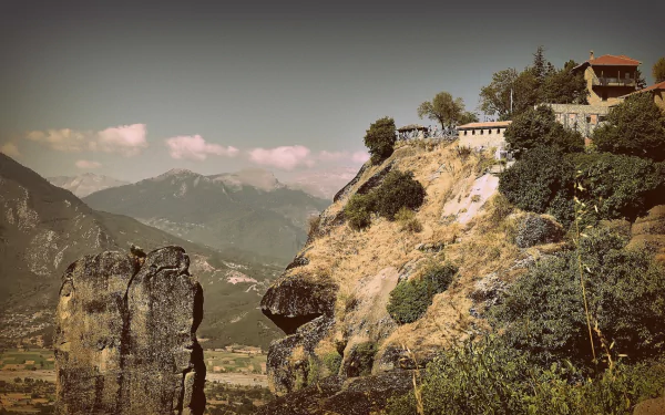 Download Sunset Monastery Greece Religious Meteora 4k Ultra HD Wallpaper