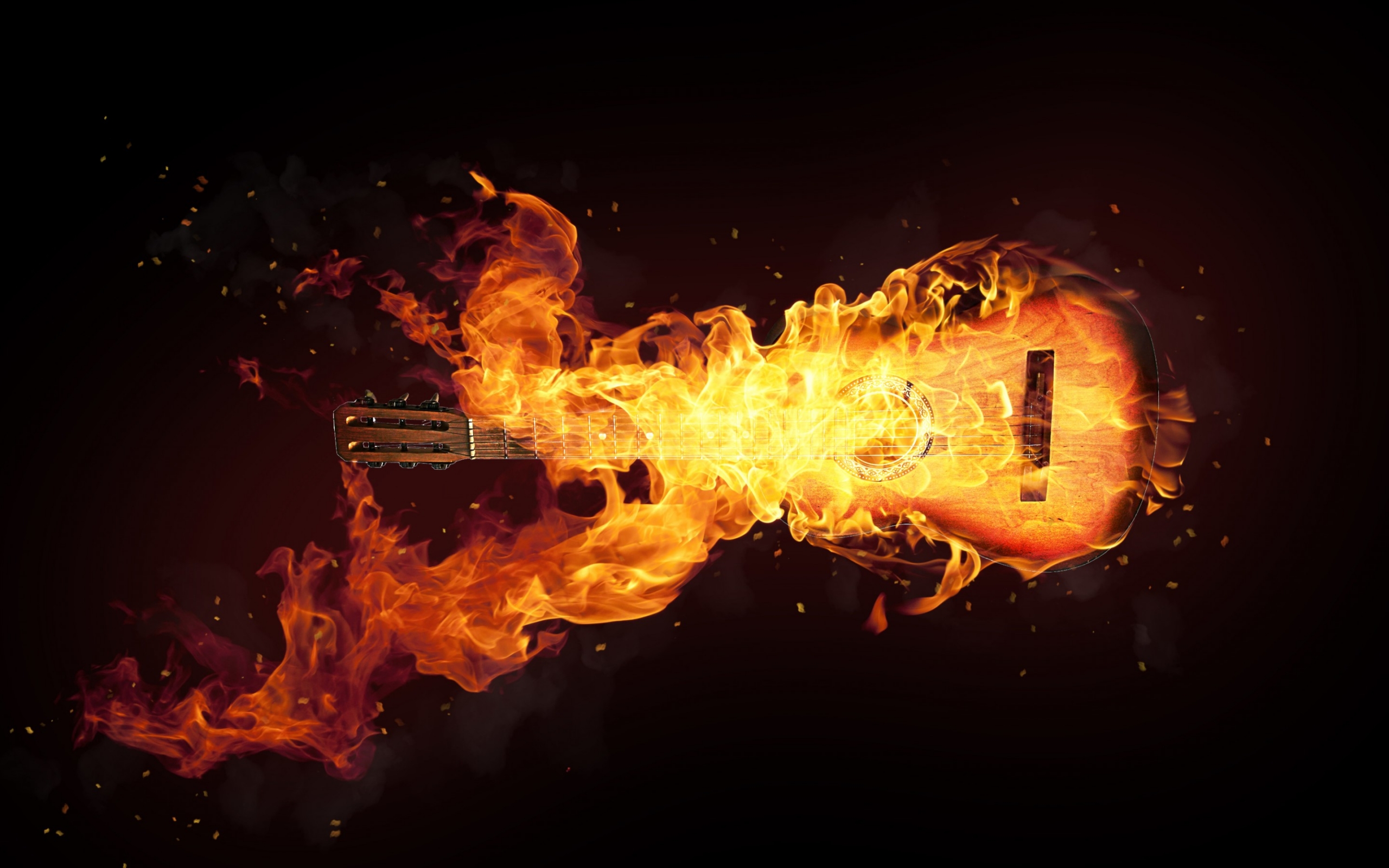 Download Fire Music Guitar HD Wallpaper