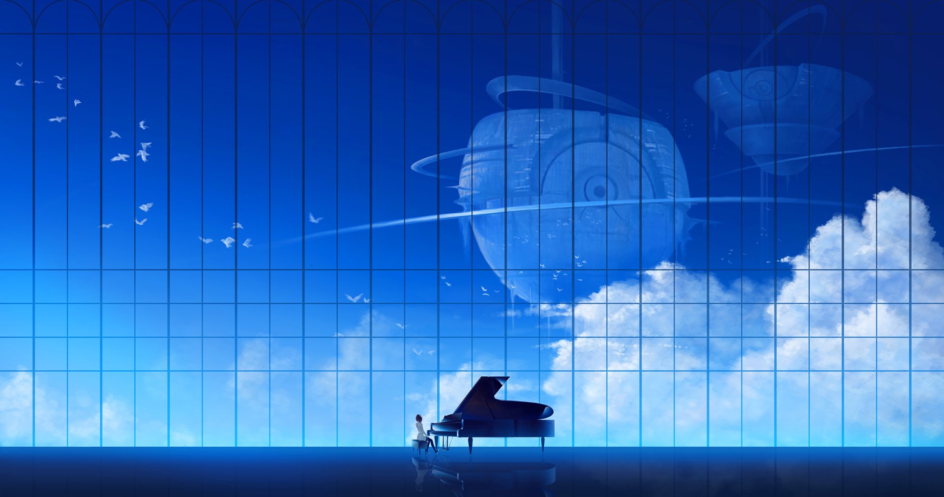 Celestial Melodies: HD Anime Wallpaper by 雨飴色