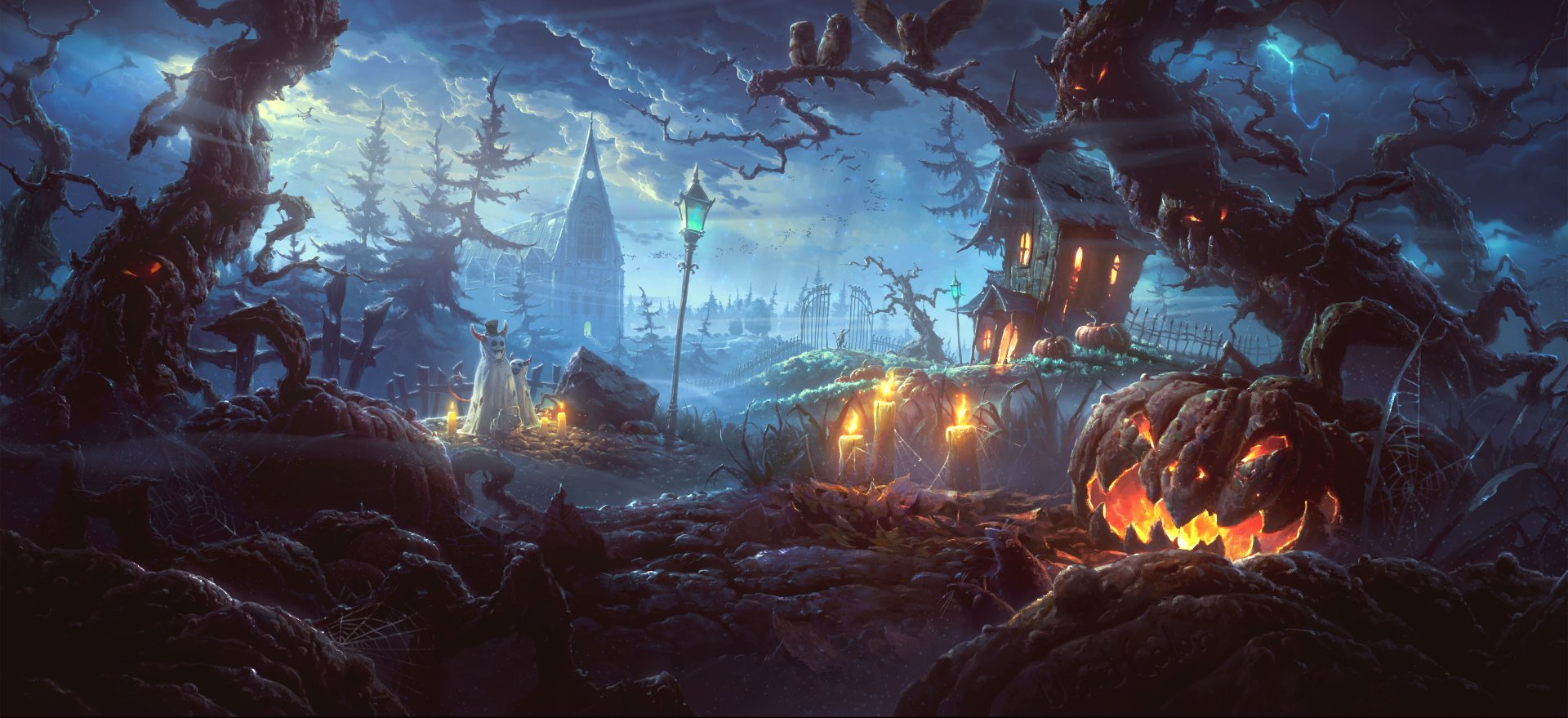 Halloween Night Village Scary Jack o Lanterns 4K Ultra HD By Patrik