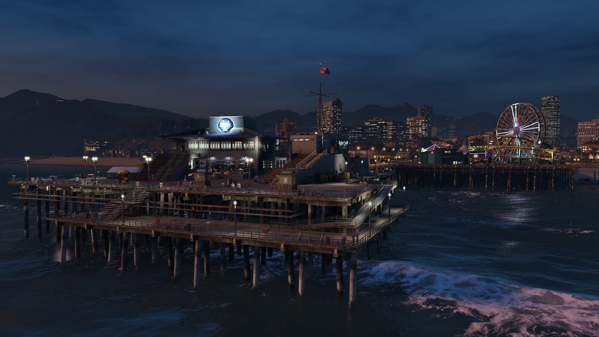 GTA V HD Cityscape: Night at the Pier Wallpaper