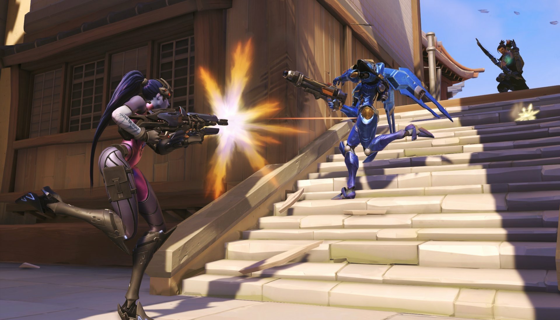 Overwatch Heroes Clash: Hanzo, Pharah & Widowmaker HD Action Wallpaper