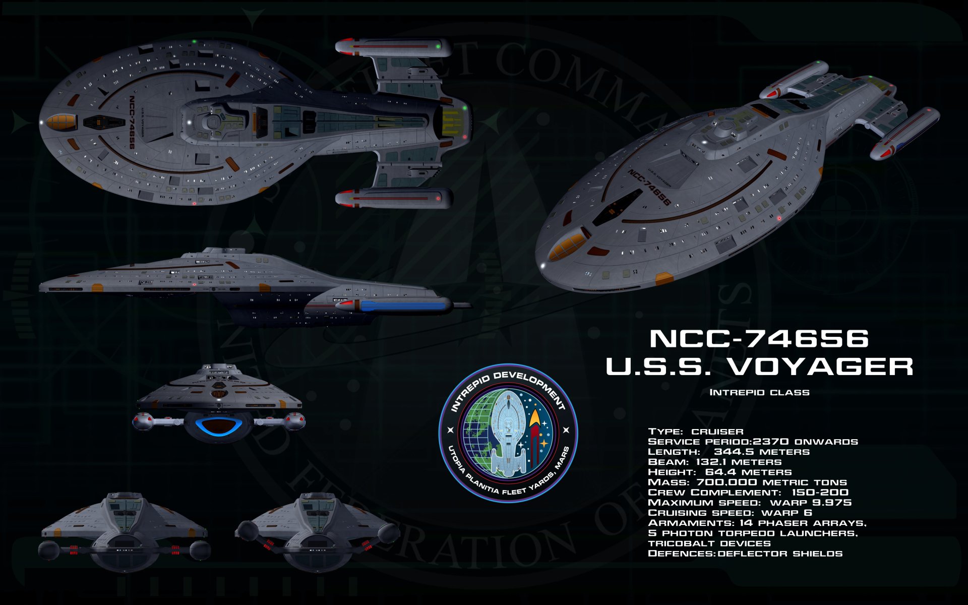 4K Ultra HD Star Trek USS Voyager NCC-74656 Sci-Fi Wallpaper