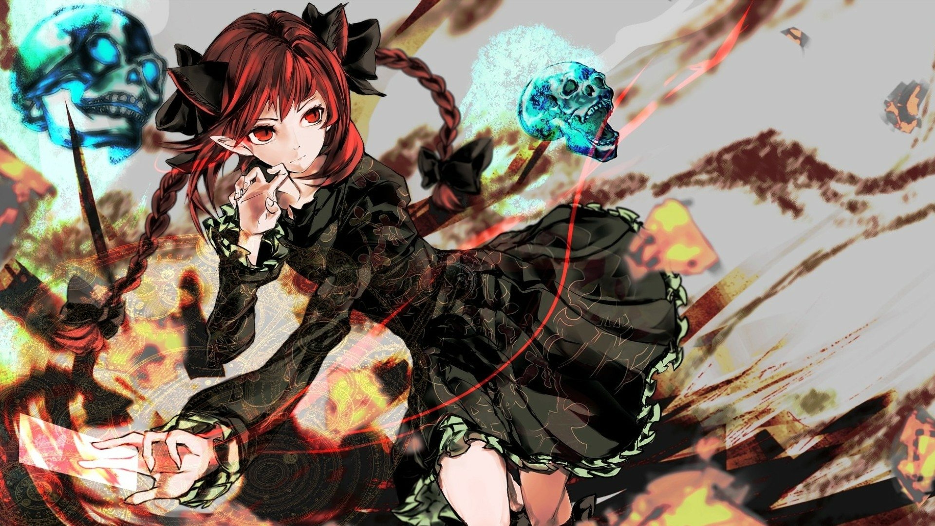 Rin Kaenbyou: HD Wallpaper of the Enigmatic Skull Sorceress